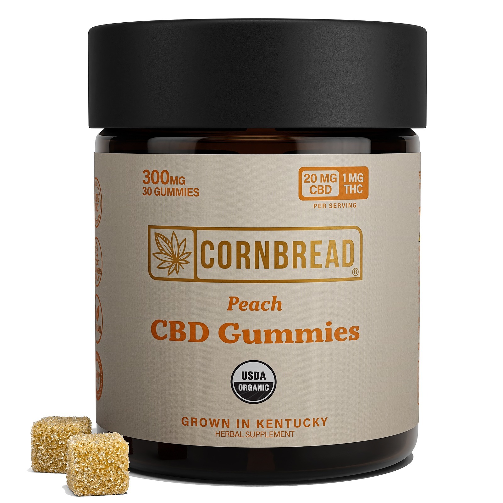 Cornbread Hemp: Full Spectrum CBD Gummies (Peach): 30ct 300mg | Leafly