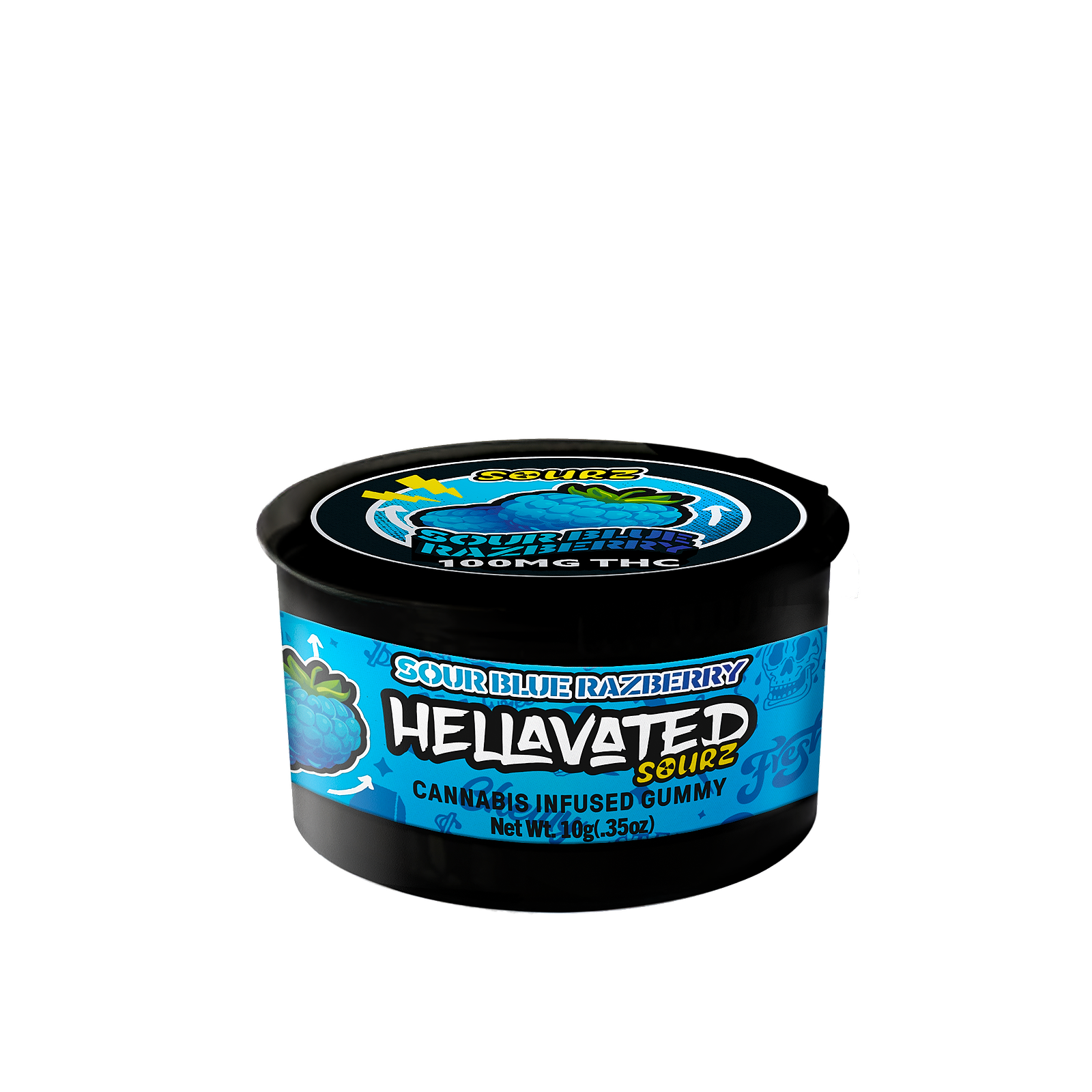 Hellavated: Sour Blue Razberry (1pc) Sour Gummiez 100mg | Leafly