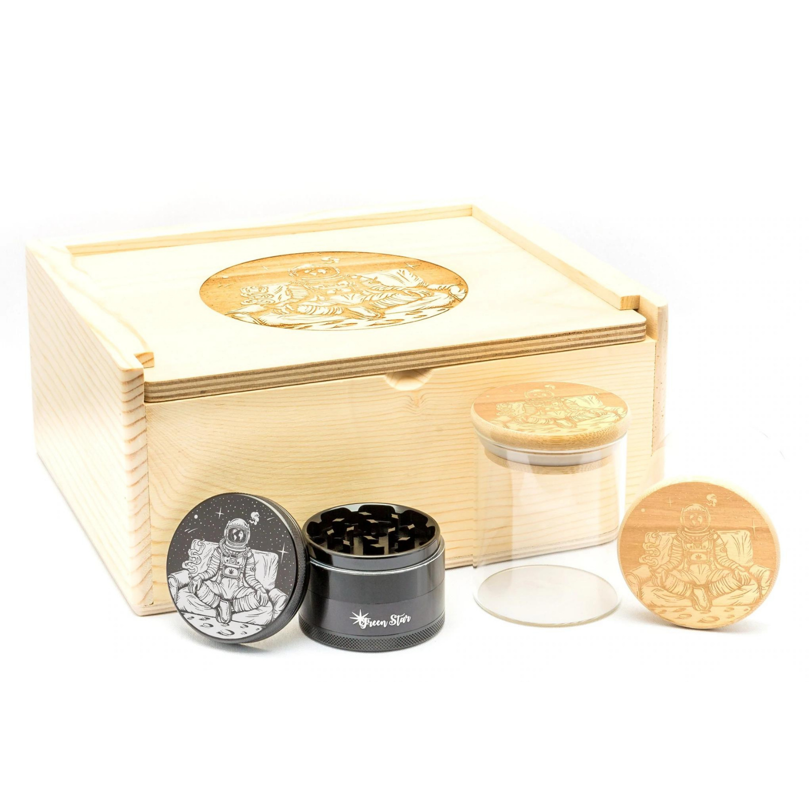 Simply Crafted: Wood Stash Box Set w/Grinder, Tray & Jar | Leafly Simply Crafted: Wood Stash Box Set w/Grinder, Tray & Jar | Leafly