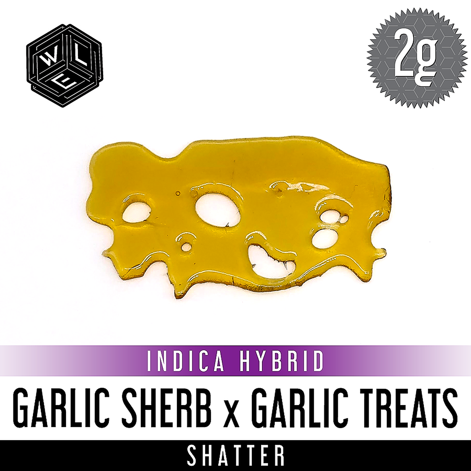 White Label Extracts: Garlic Sherb x Garlic Treats Shatter 2 Gram | Leafly