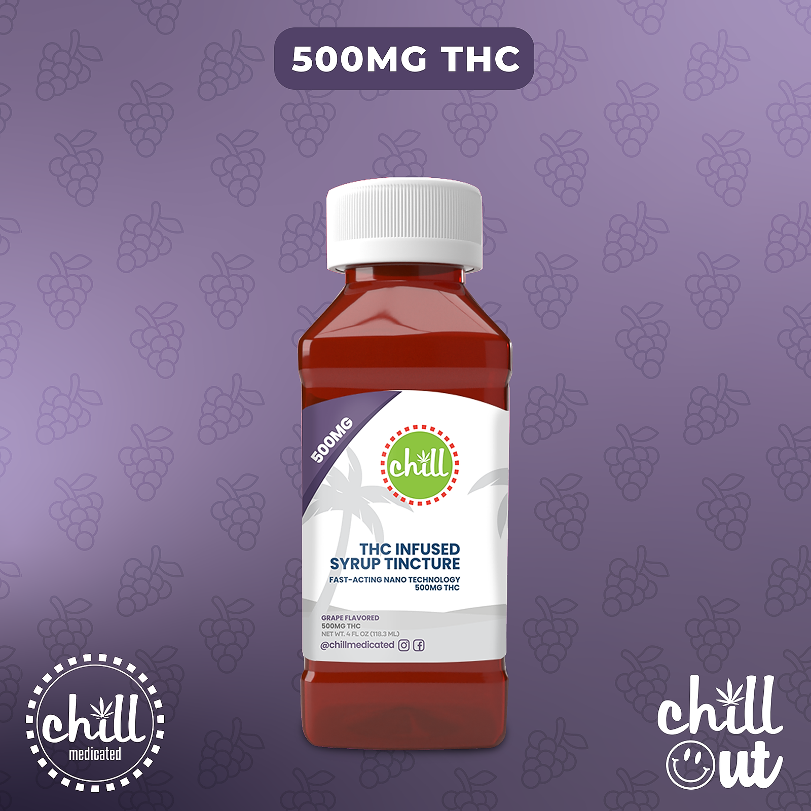 Chill Medicated: Grape | Medicated Tincture Syrup 500MG THC | Chill ...