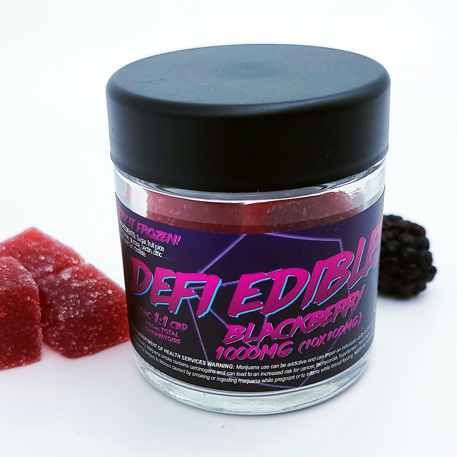 Defi Edibles: 1:1 Blackberry Pate de Fruit Gummies 1000mg 10-pack | Leafly