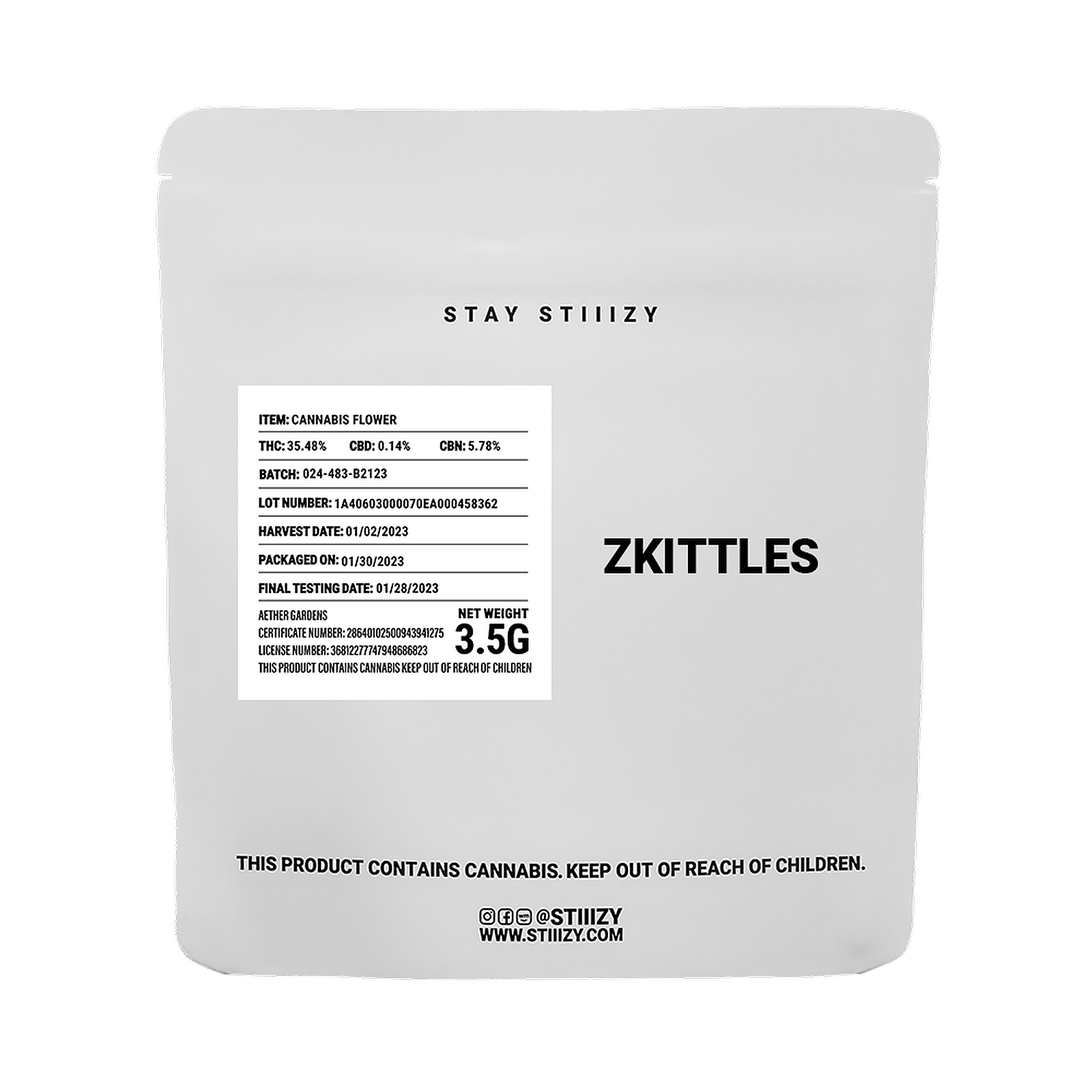 STIIIZY: ZKITTLES - WHITE LABEL 3.5G | Leafly