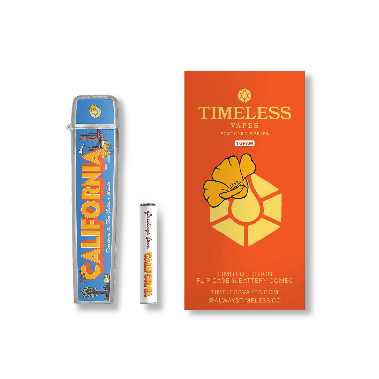 Timeless Vapes: Greetings From California Flip Case & Battery Combo ...