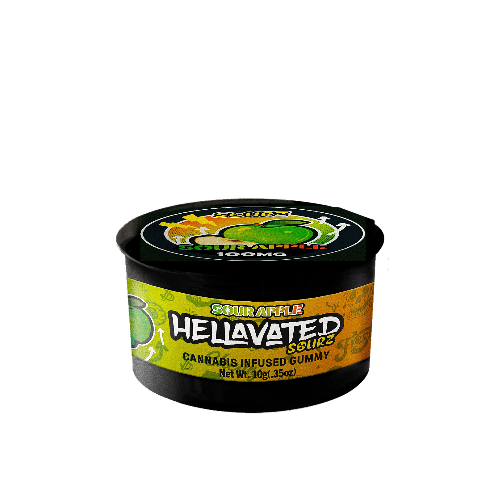 Hellavated: Sour Apple (1pc) Sour Gummiez 100mg | Leafly