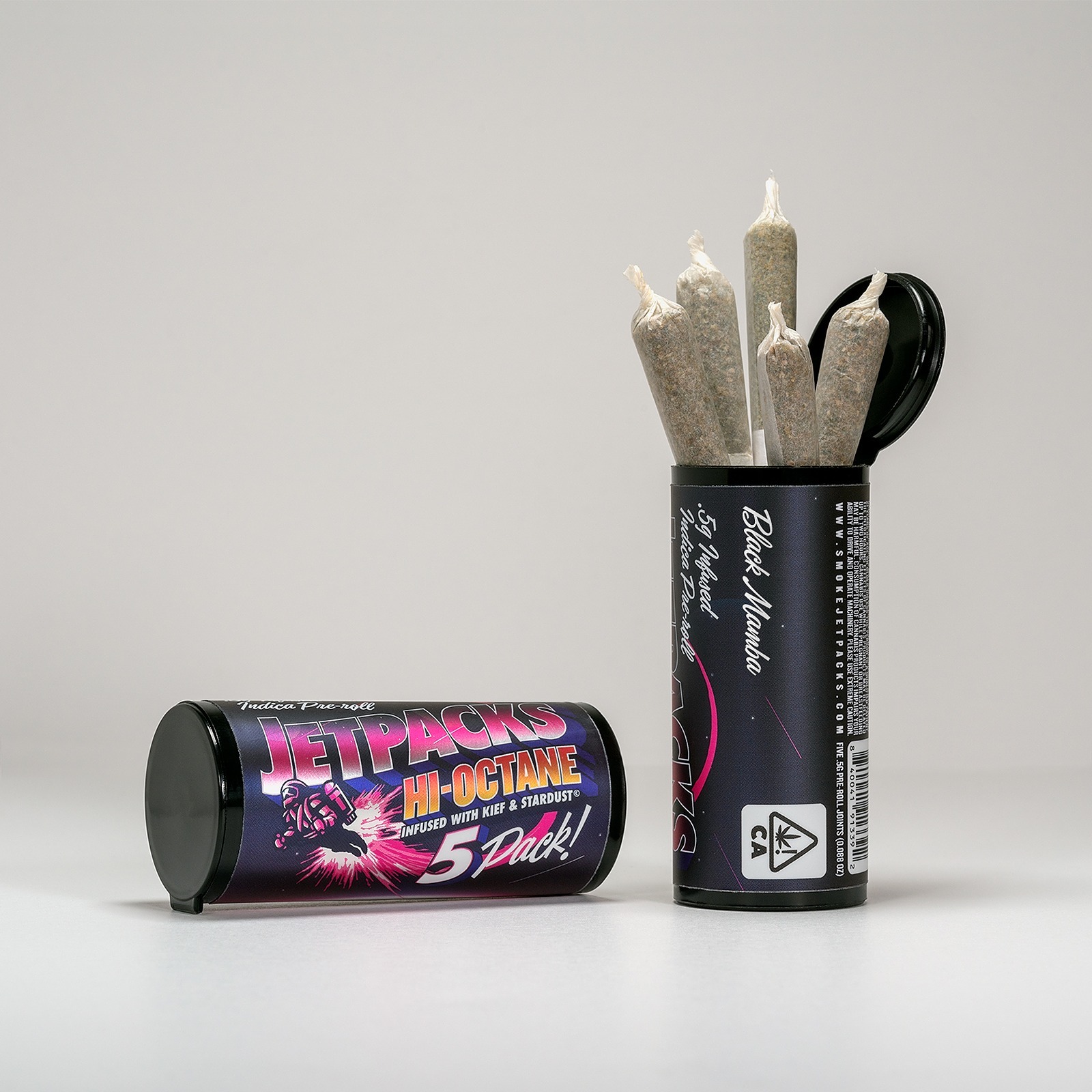 Jetpacks: Black Mamba (.5g Pre-Roll 5 pack with Kief & Stardust) | Leafly