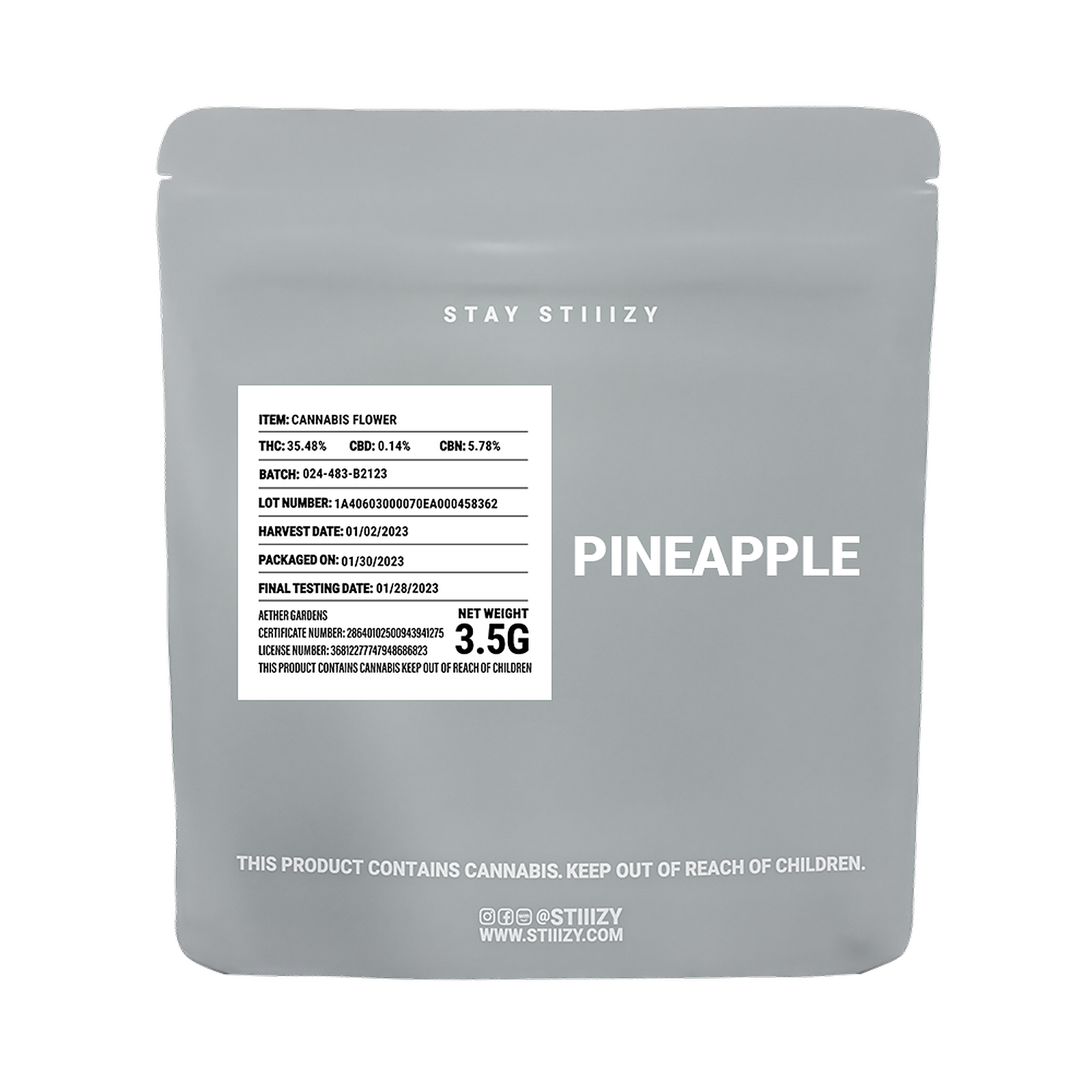 STIIIZY: PINEAPPLE - GREY LABEL 3.5G | Leafly