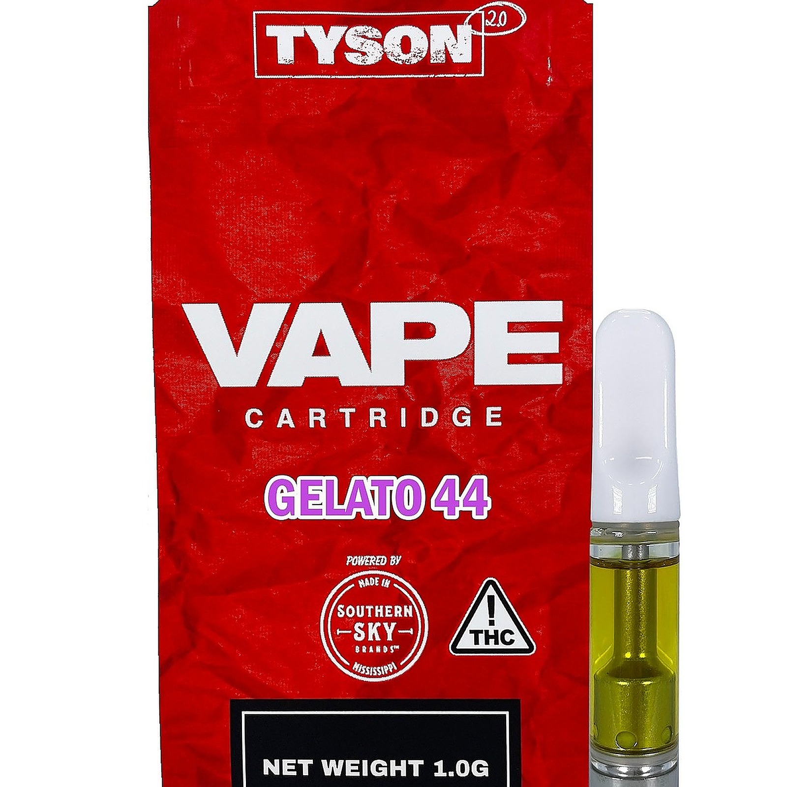Southern Sky Brands: Tyson Gelato 44 THC Vape 1g (59.7% THC, 17.4% CBD ...