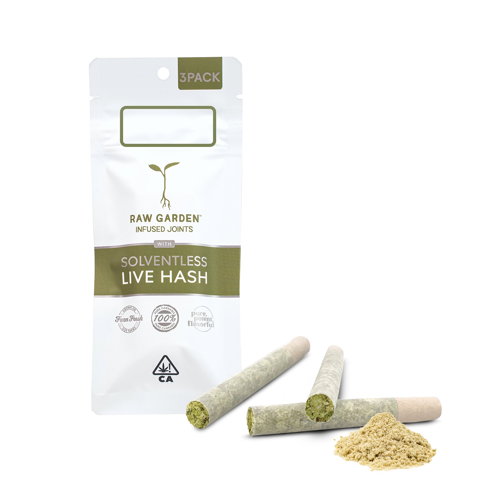 Raw Garden: Paradise OG (3) Solventless Live Hash Infused Joints | Leafly