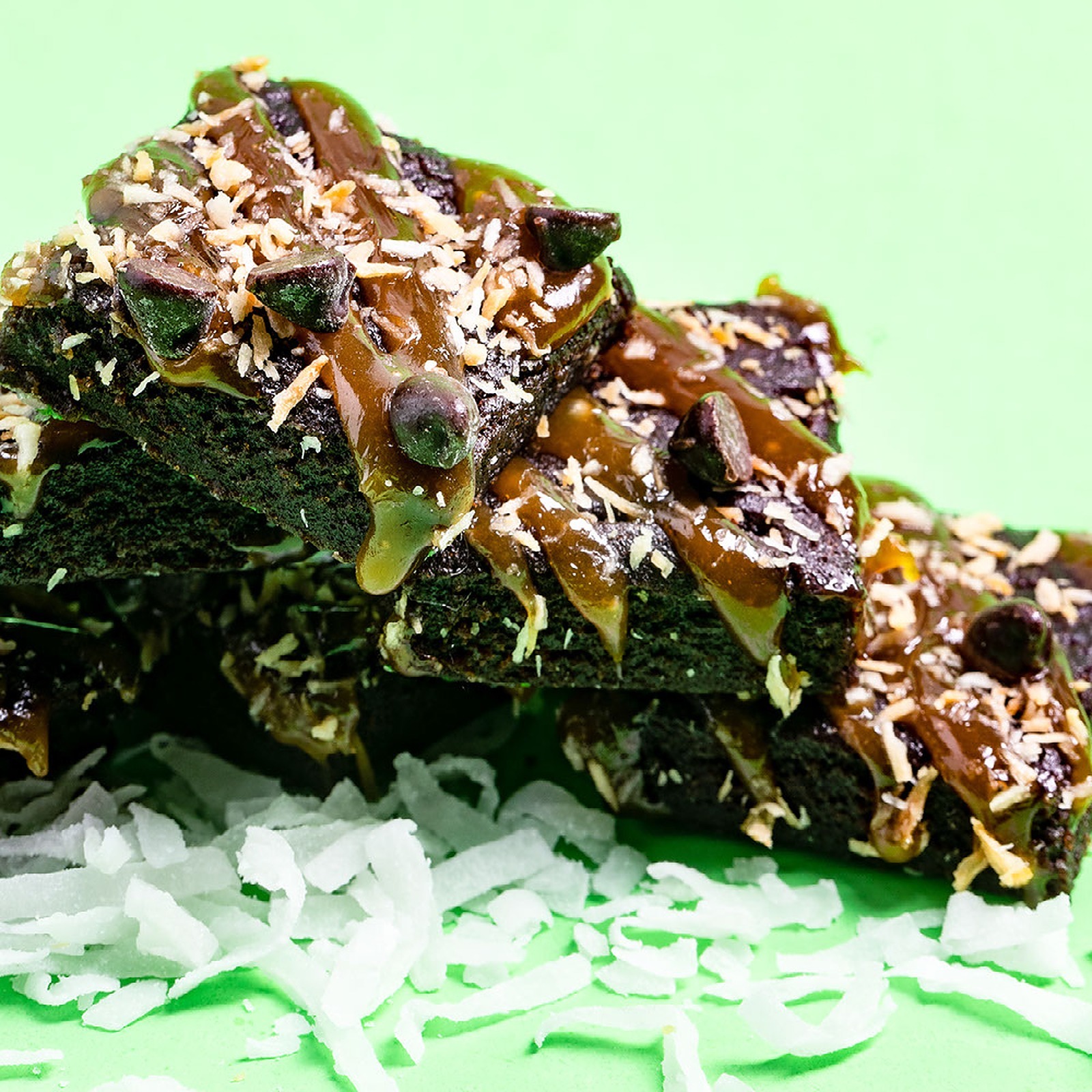 Jade & Jane: Chocolate Caramel Coconut Brownies | Leafly