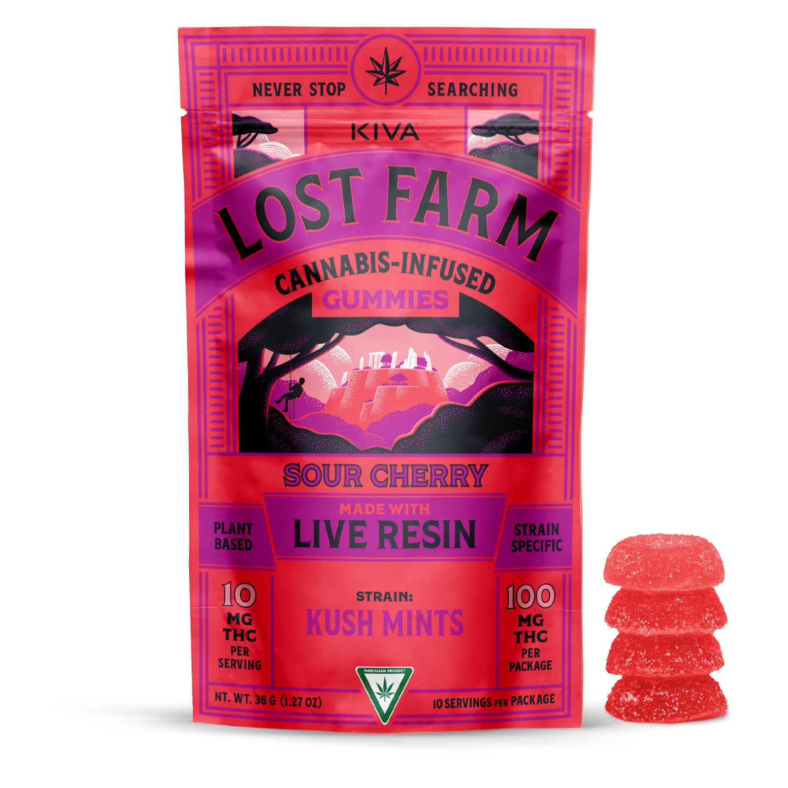 Lost Farm: 10mg Lost Farm 'Kush Mints x Sour Cherry' Live Resin Gummies ...