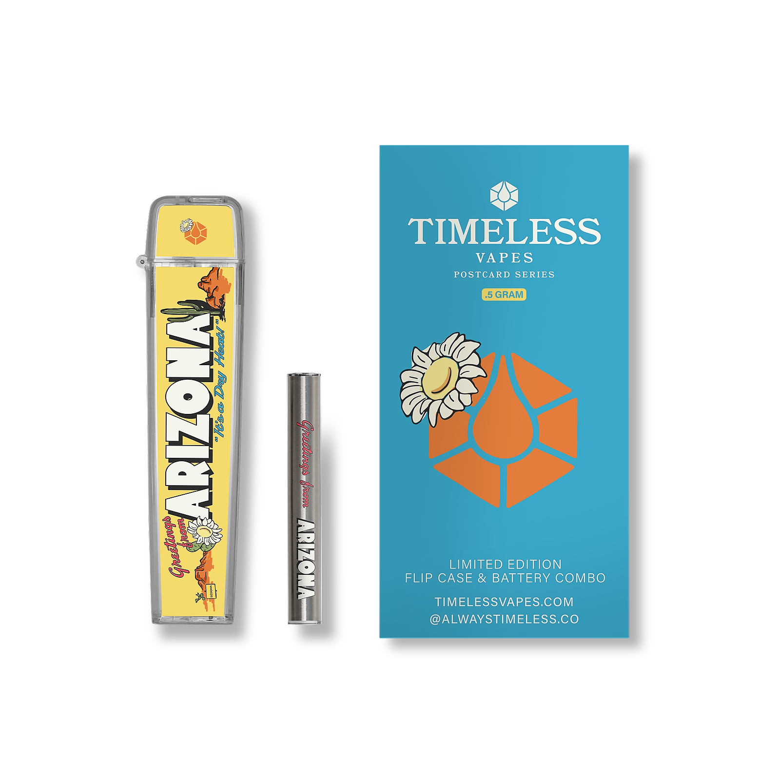 Timeless Vapes: Greetings From Arizona Flip Case & Battery Combo 500mg ...