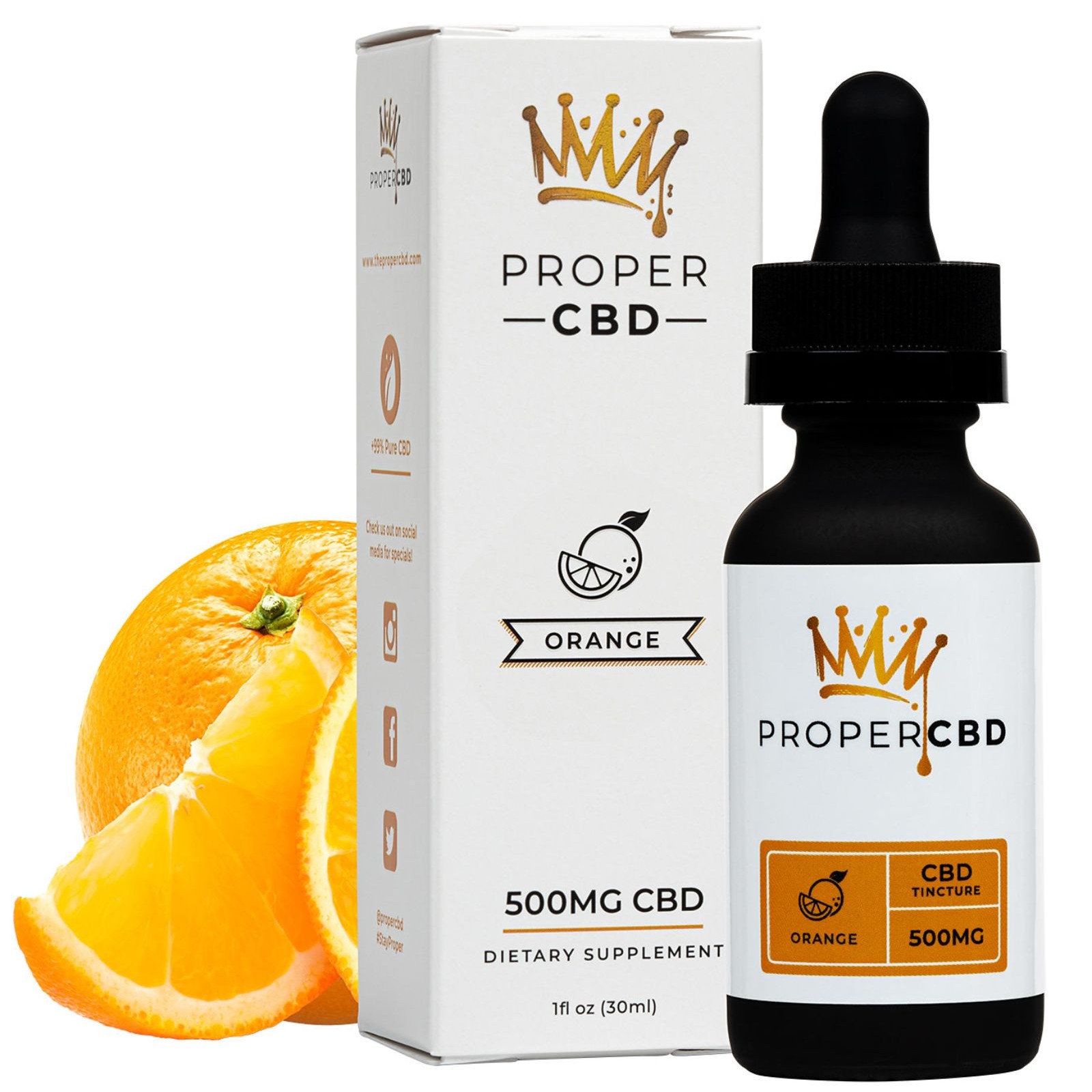 Proper CBD: Orange Flavor Tincture: 500MG's of +99% CBD | Leafly