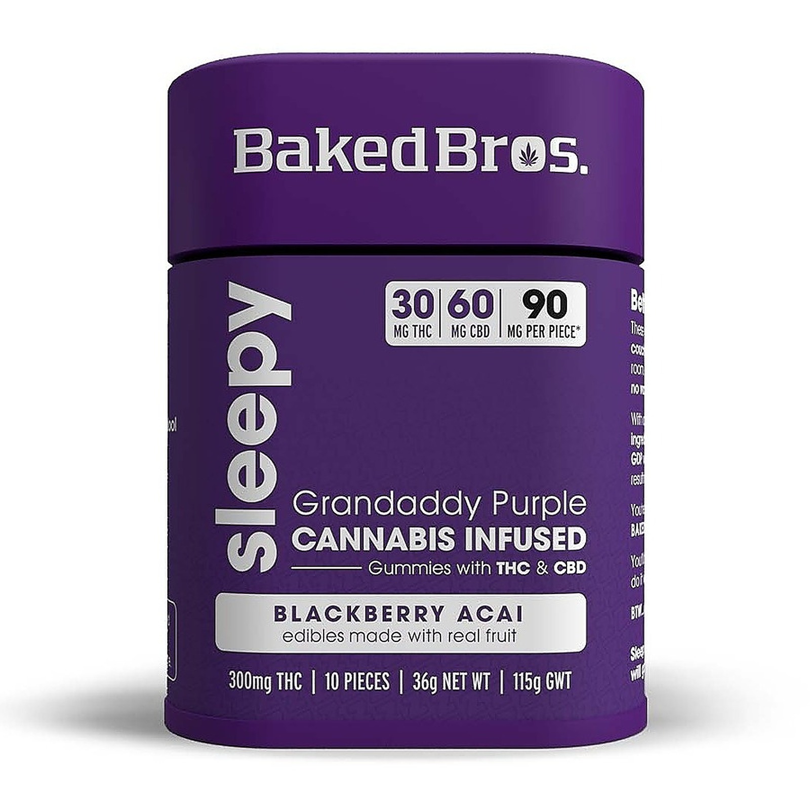 Baked Bros™: Baked Bros Sleepy: 300mgTHC : 600mgCBD : Blackberry Acai ...
