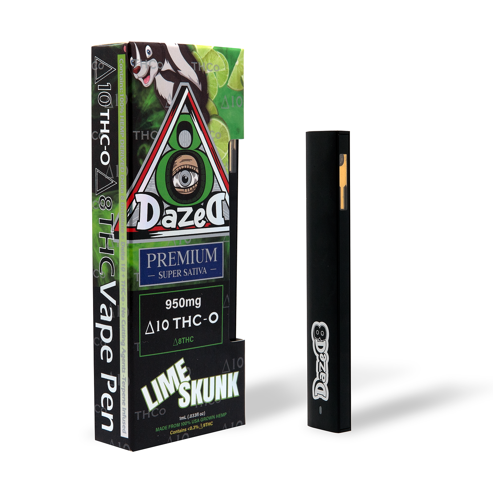DazeD8: Lime Skunk Delta 8/10 THC-O Disposable Vape — 1 Gram | Leafly