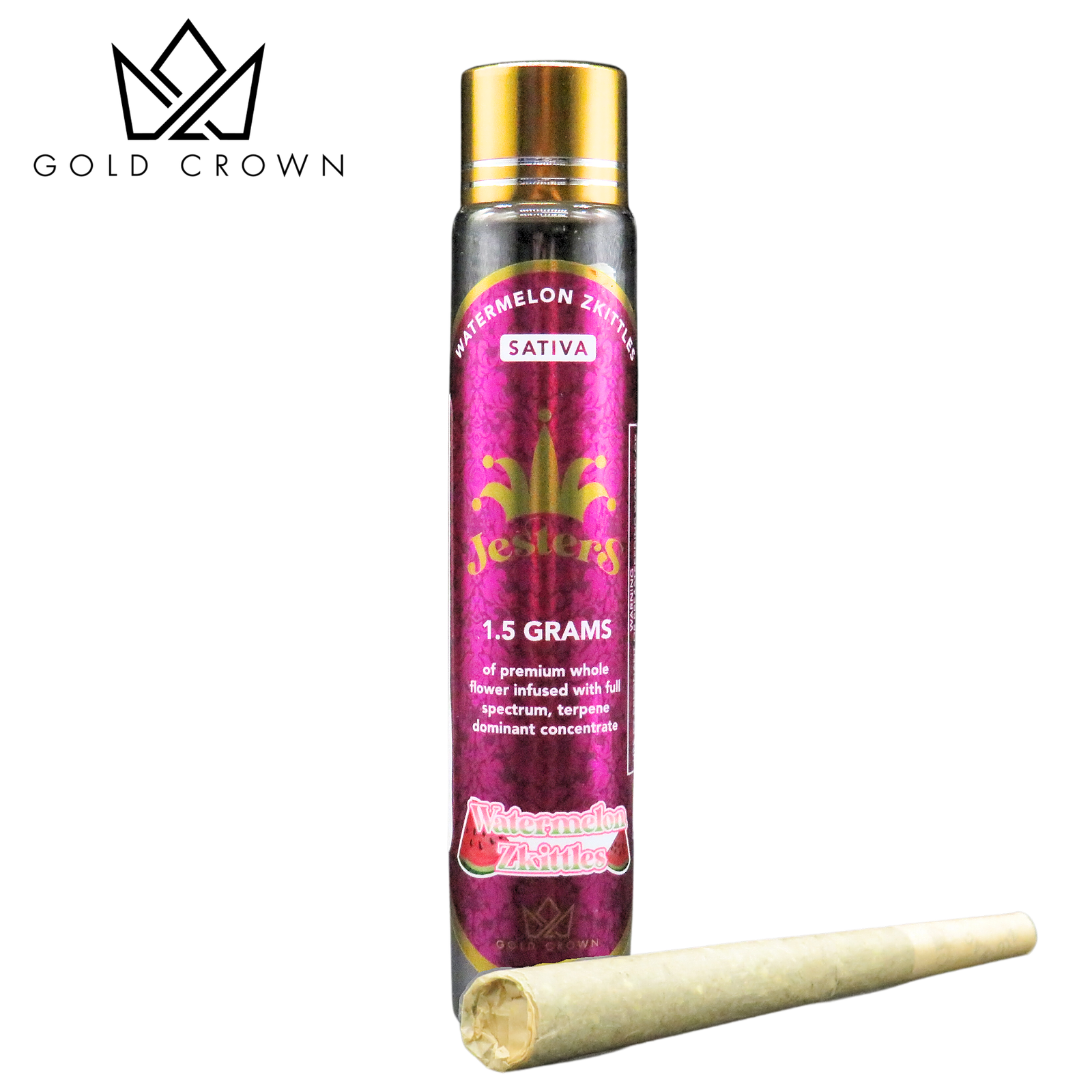 Gold Crown: Jesters Infused Pre-roll (1.5g)- Watermelon Zkittles | Leafly