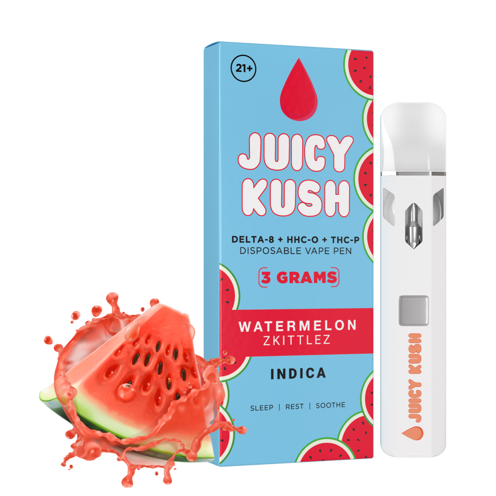 Juicy Kush (20% OFF CODE: LEAF20): THC-P + HHC + Delta-8 - 3 Gram Vape ...