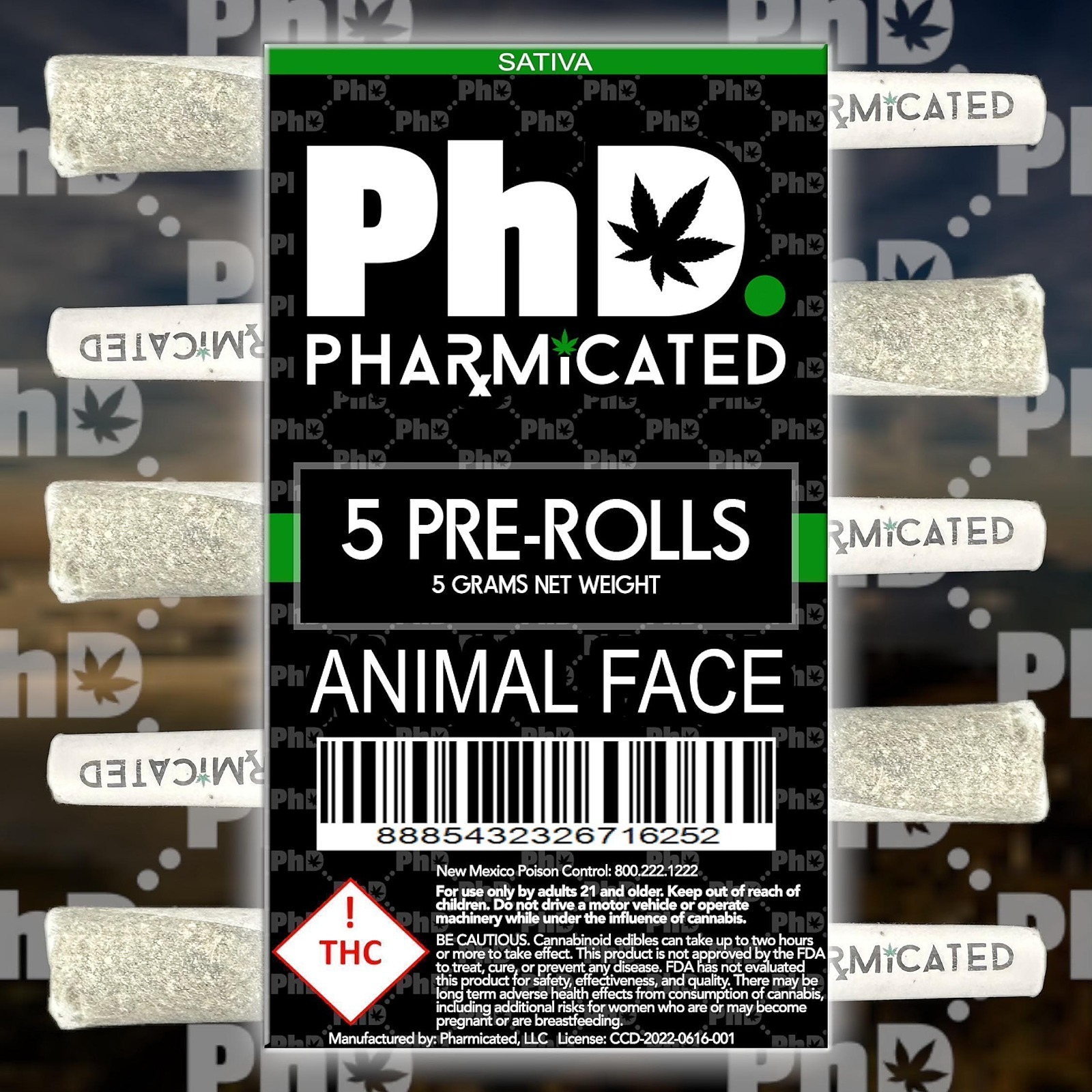Pharmicated: PhD 5-1g Pre-Roll Box - Original Sour (S) | Leafly