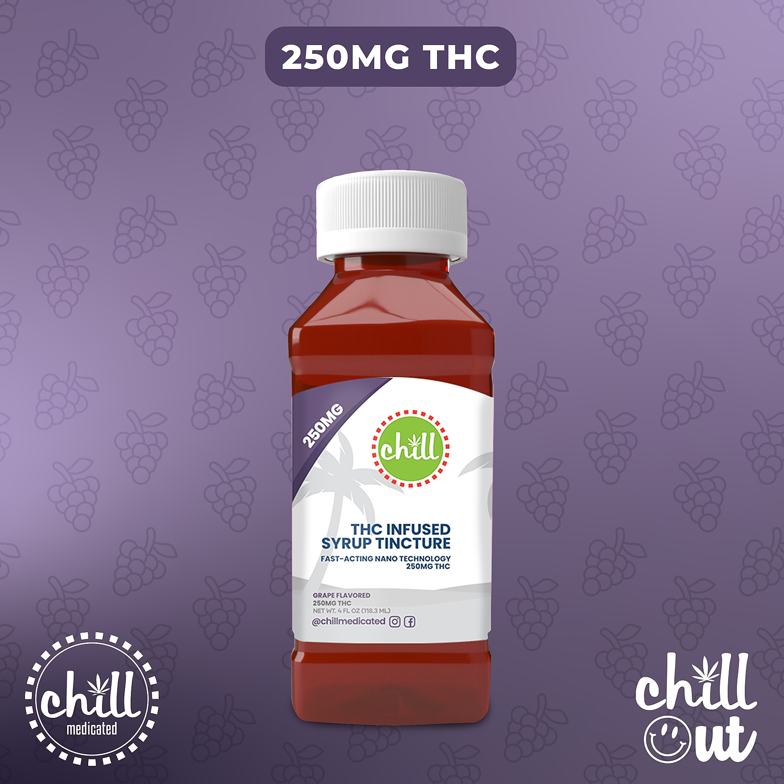 Chill Medicated: Grape | Medicated Tincture Syrup 250MG THC | Chill ...