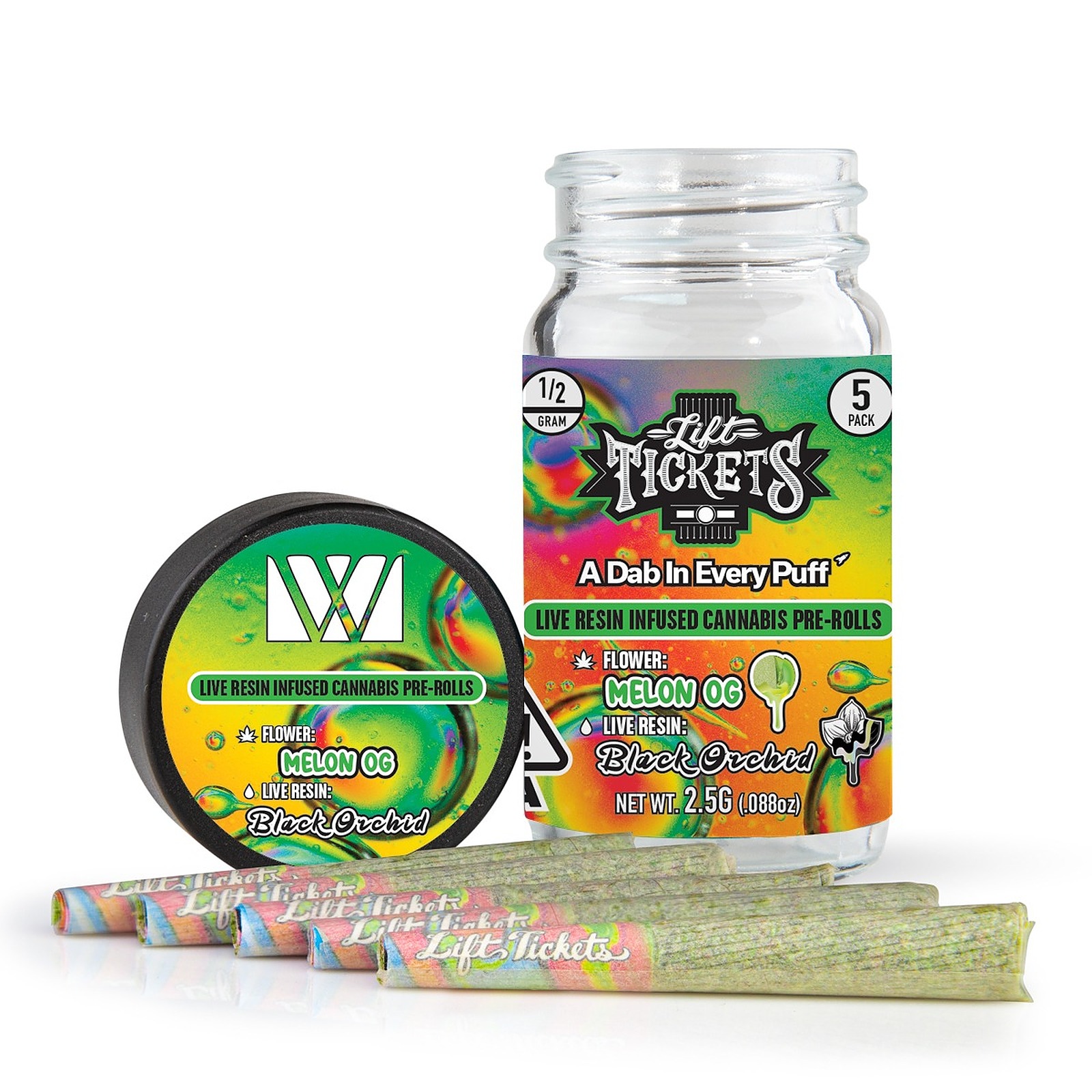 Lift Tickets Melon Og X Black Orchid 0 5g Infused Pre Roll Multipack