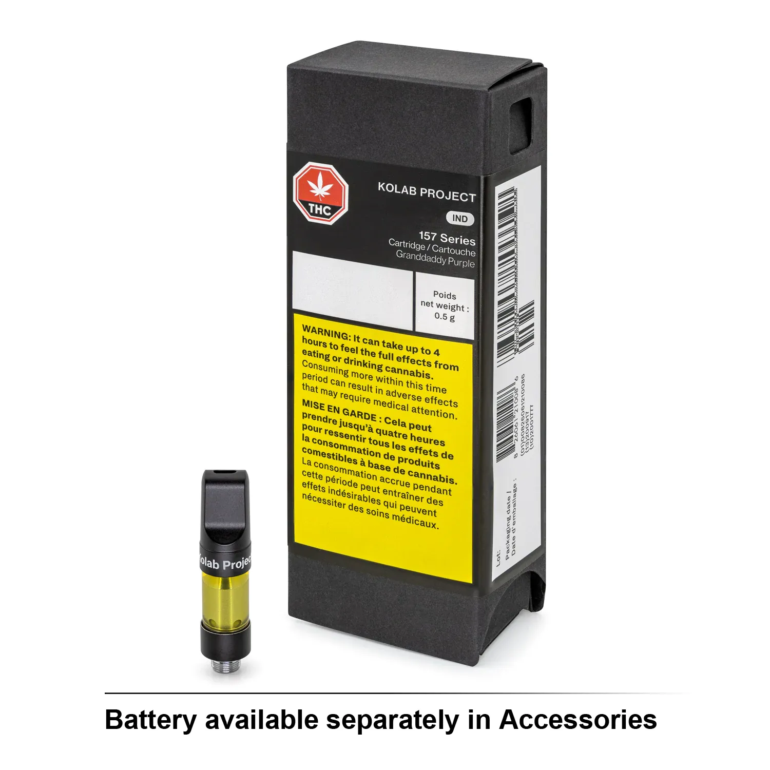 Kolab Project: 157 Series: Indica Grandaddy Purple 510 Thread Cartridge ...