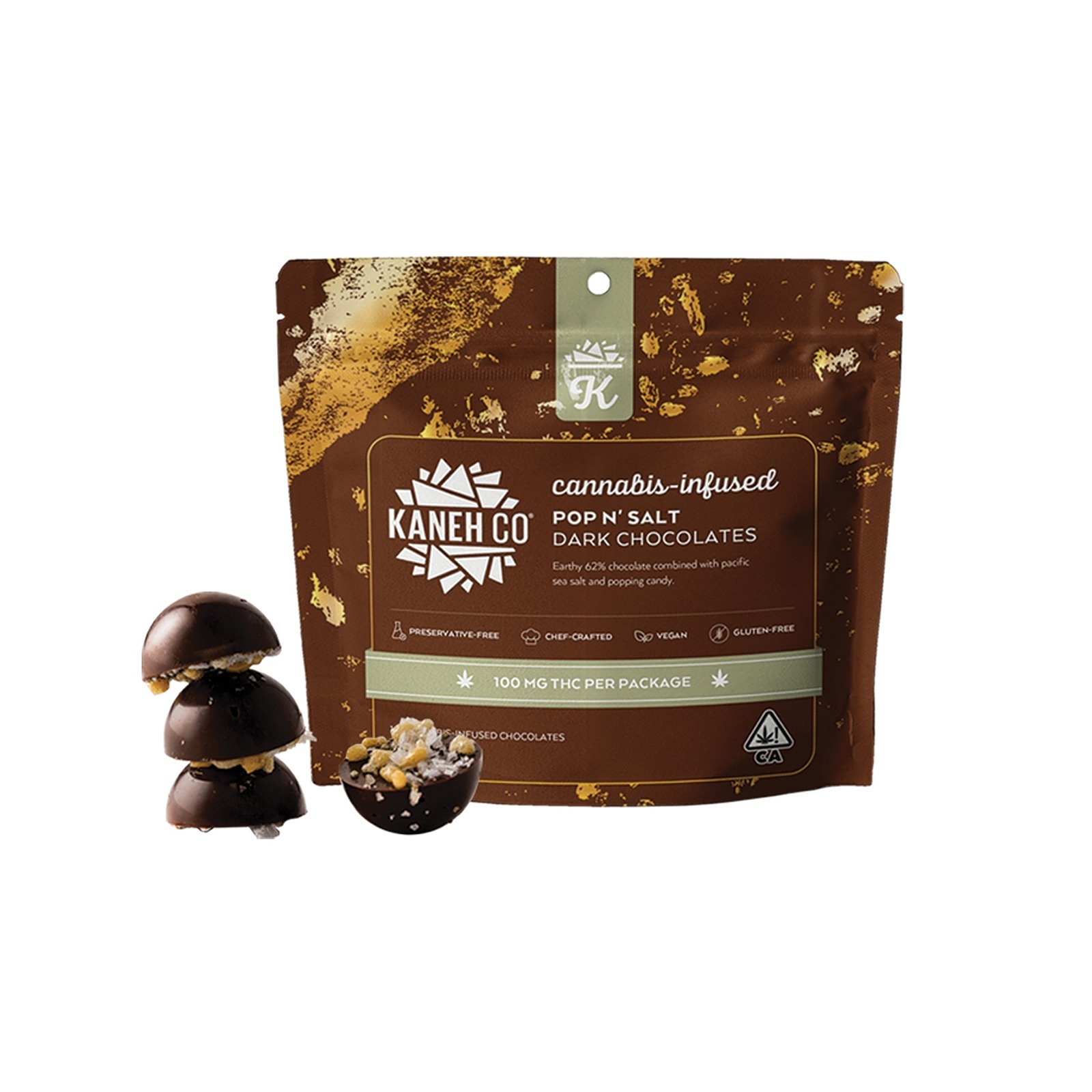Kaneh Co.: Pop N' Salt Dark Chocolates 100mg 10-pack | Leafly