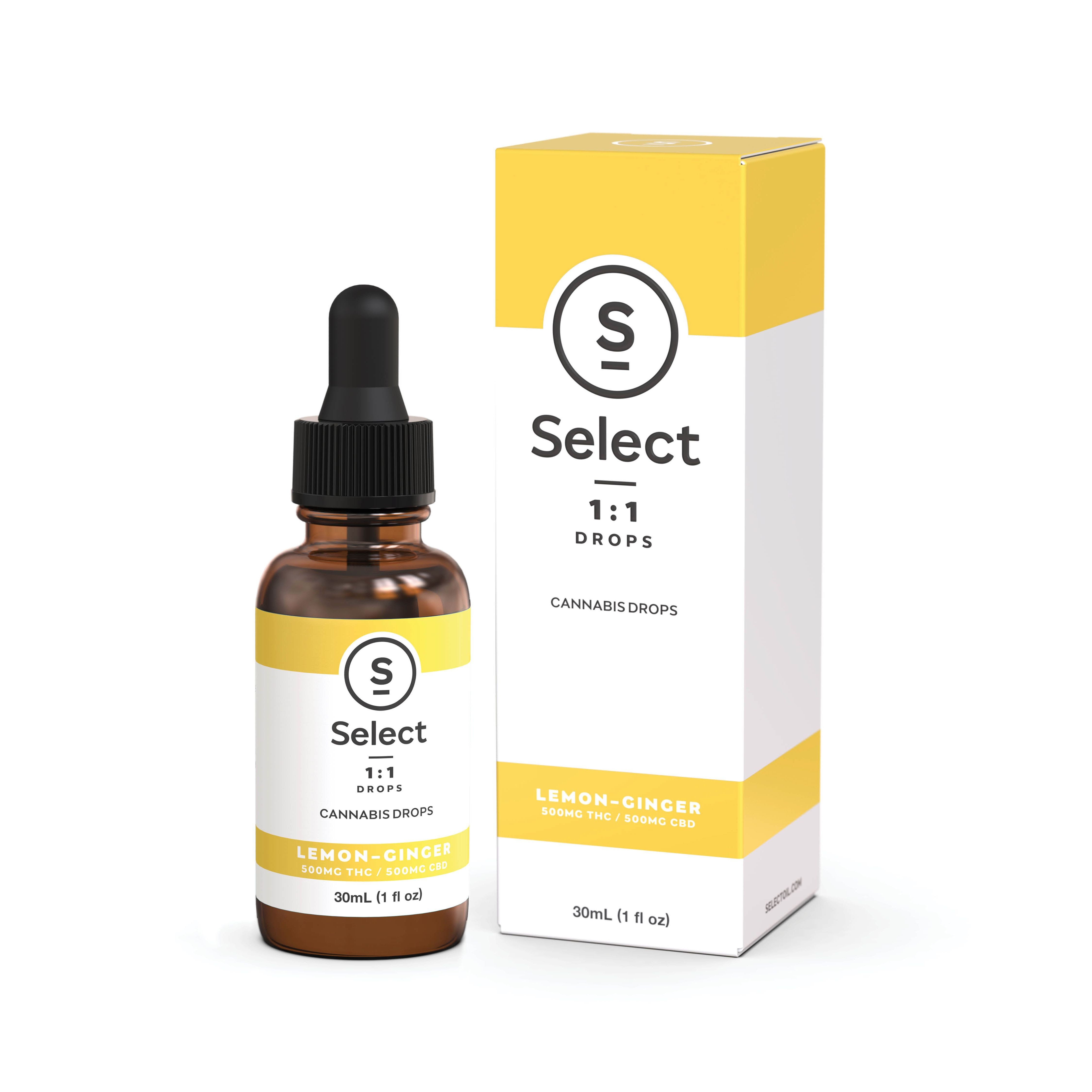 Select Oil: Select Drops 1000mg 1:1 Lemon Ginger | Leafly