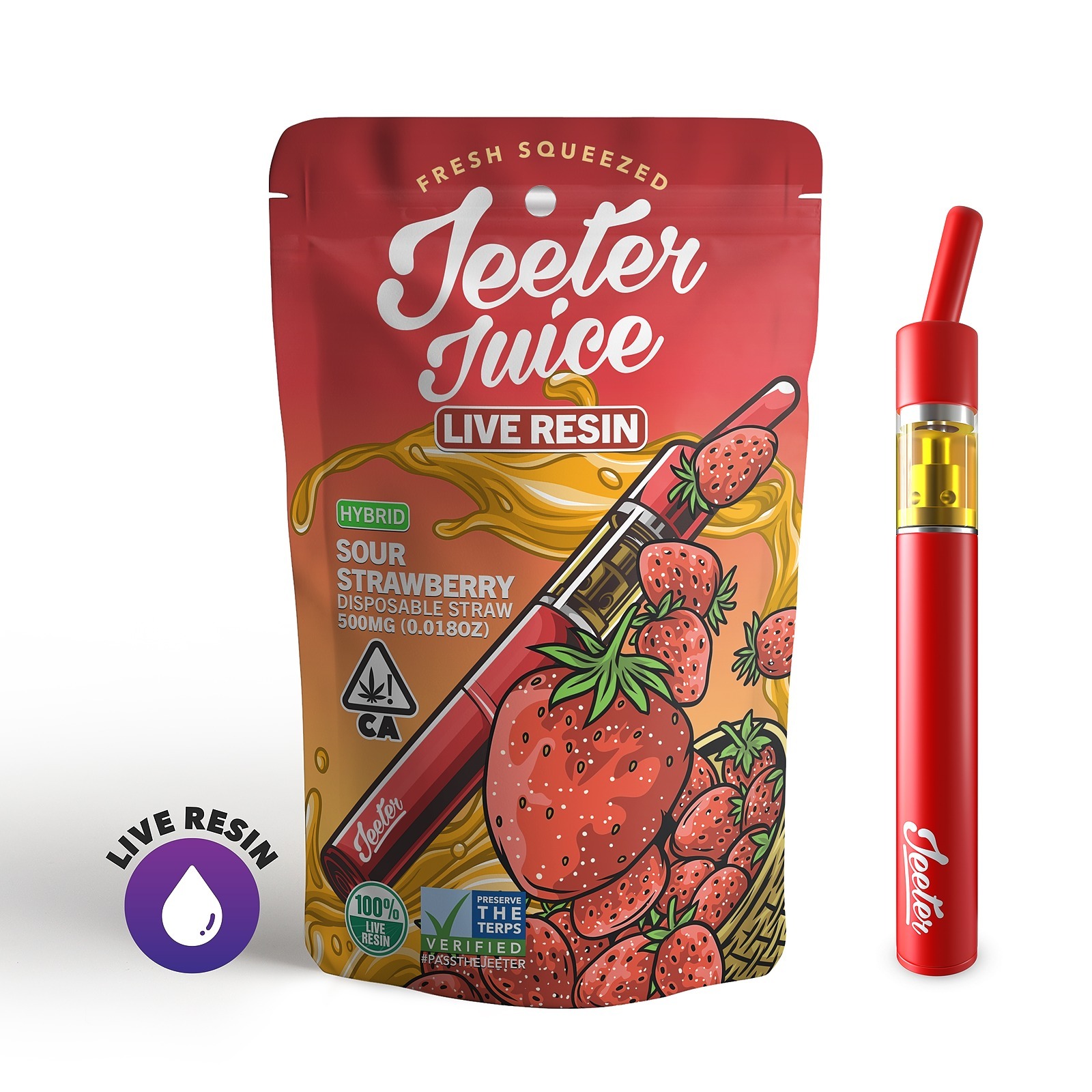 Jeeter: Sour Strawberry Jeeter Juice Live Resin Disposable Straw | Leafly
