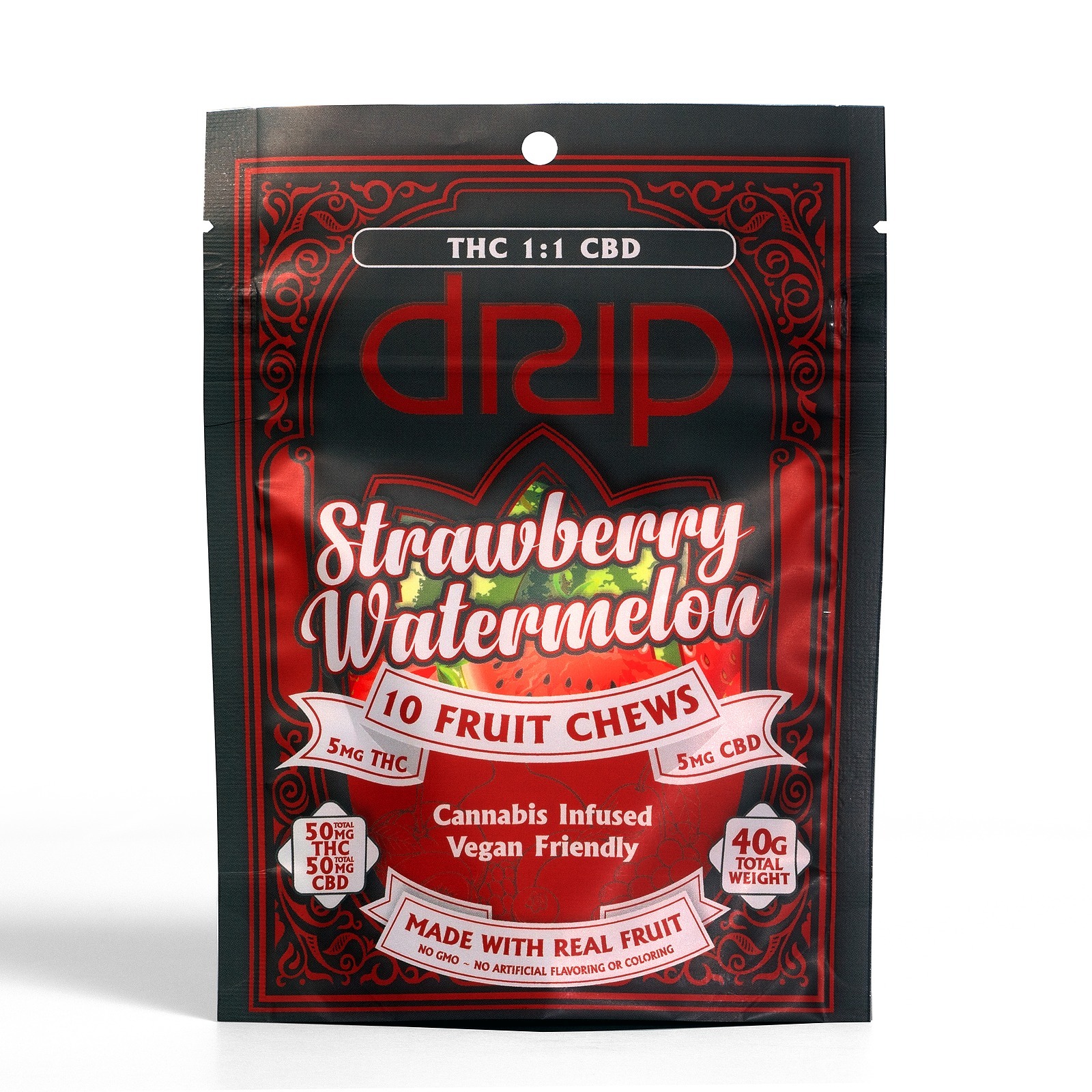 DRIP Oils + Extracts: Fruit Chews 100mg Strawberry Watermelon CBD | Leafly
