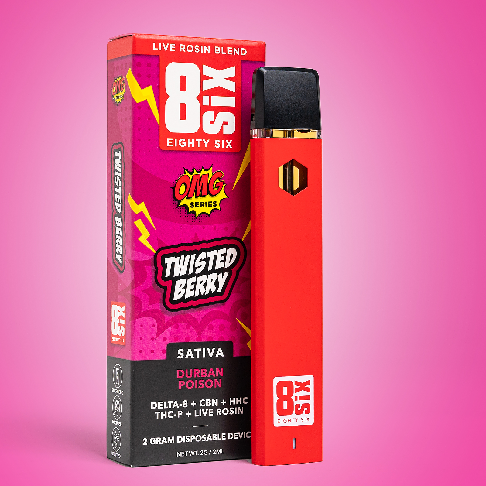 Eighty Six: Twisted Berry Live Rosin Blend 2G Disposable (Durban Poison ...