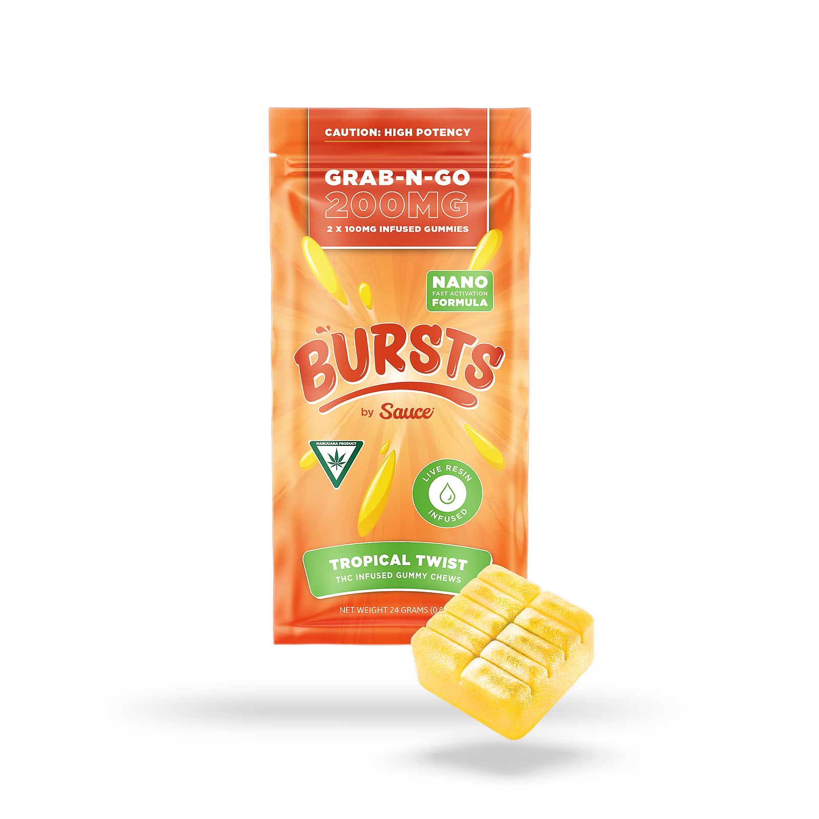 Sauce Essentials: BURSTS Tropical Twist - 200MG Live Resin Infused ...