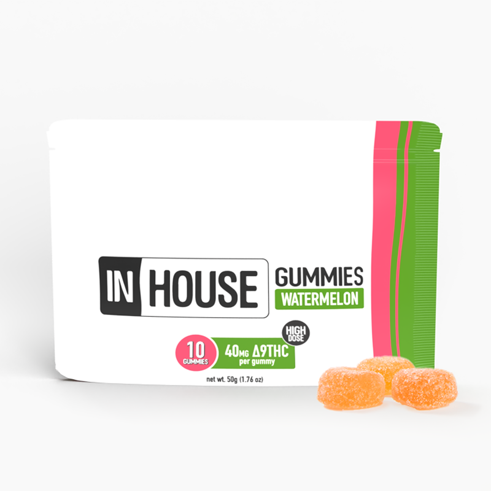 InHouse: HIGH-DOSE Watermelon Gummies, 40mg THC | Leafly