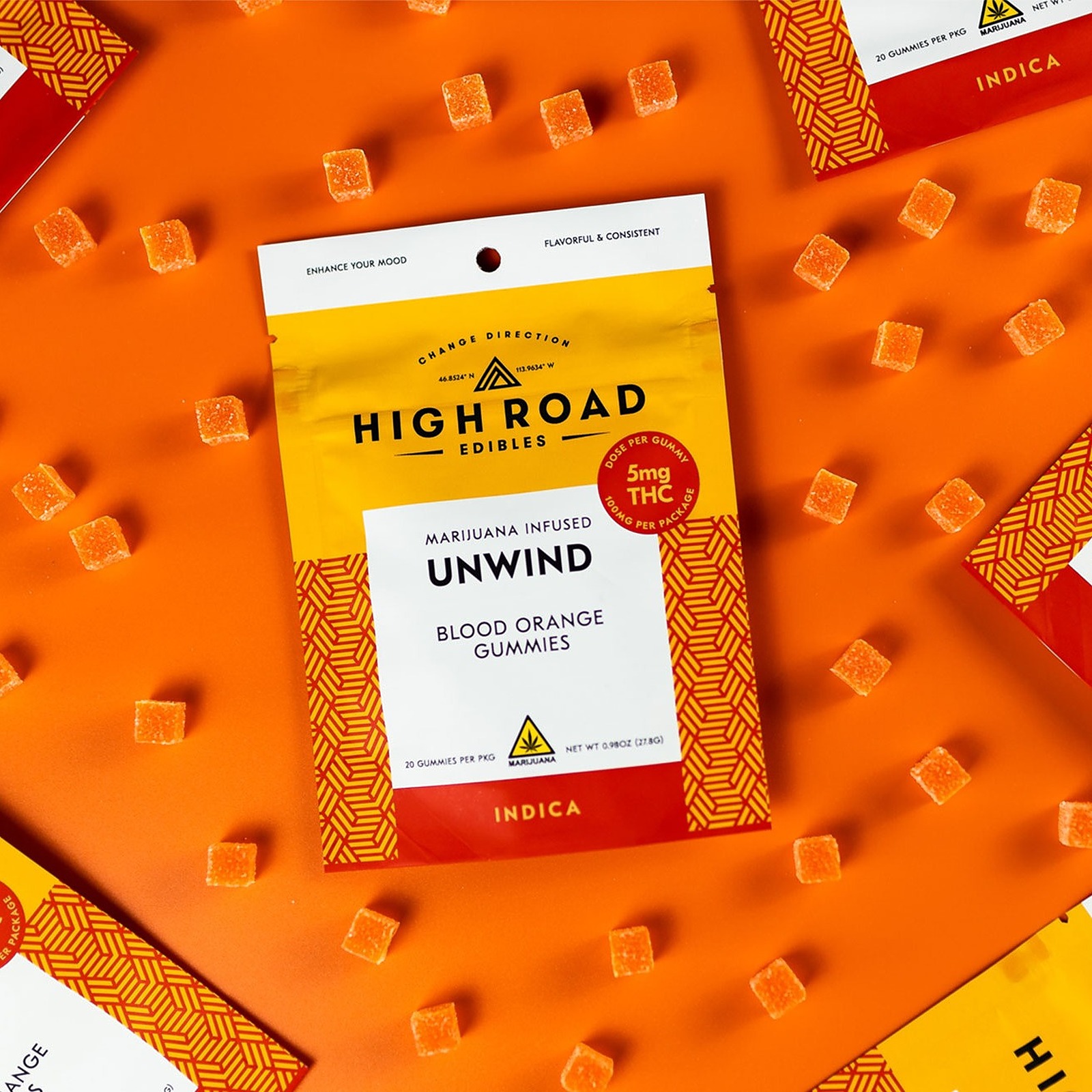High Road Edibles: Blood Orange Unwind Gummies, 100mg 20-pack | Leafly