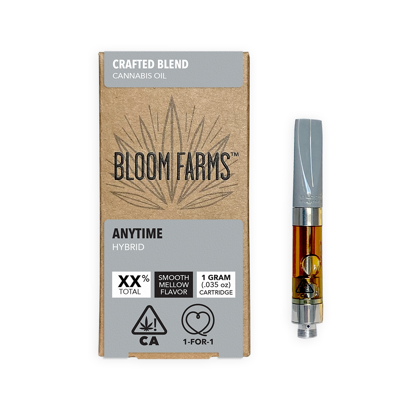 Bloom Farms: Anytime (Hybrid) Crafted Blend - 1 GRAM Cartridge | Leafly