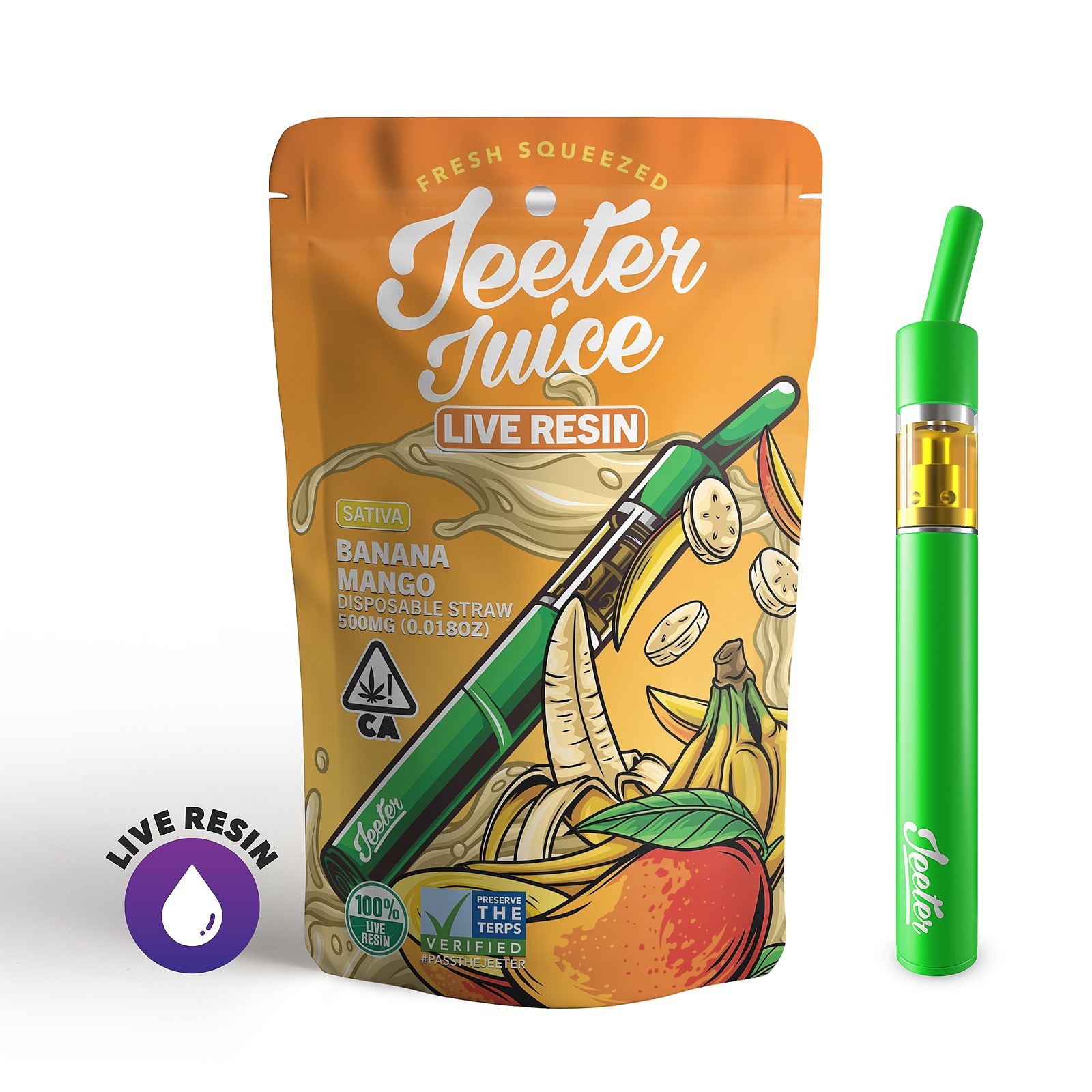 Jeeter: Banana Mango Jeeter Juice Live Resin Disposable Straw | Leafly