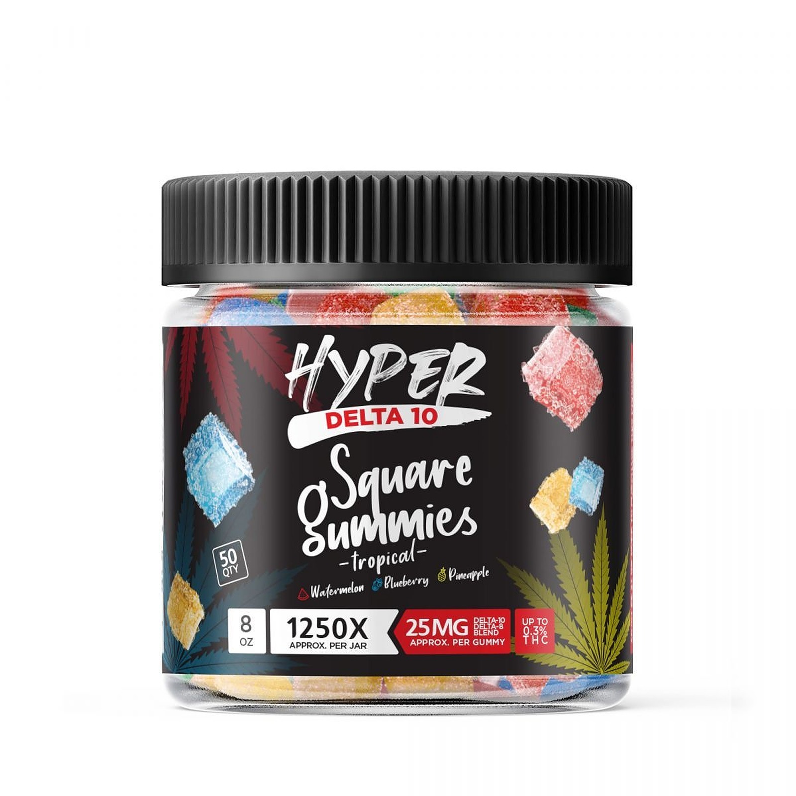 Mind Body Hemp: HYPER - Delta-10 Square Gummies - Tropical Mix - 1250mg ...