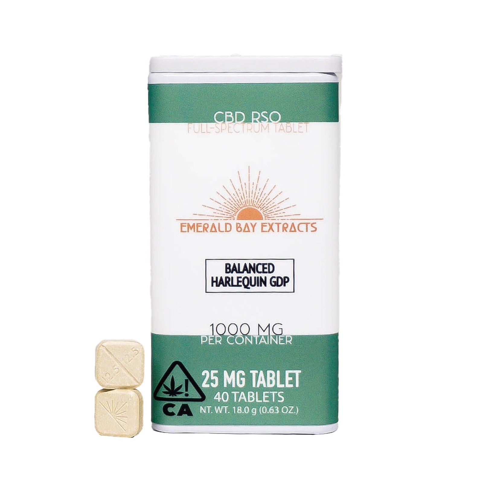 Emerald Bay Extracts: Harlequin GDP Balanced 1:1 RSO Tablet [25mg ...