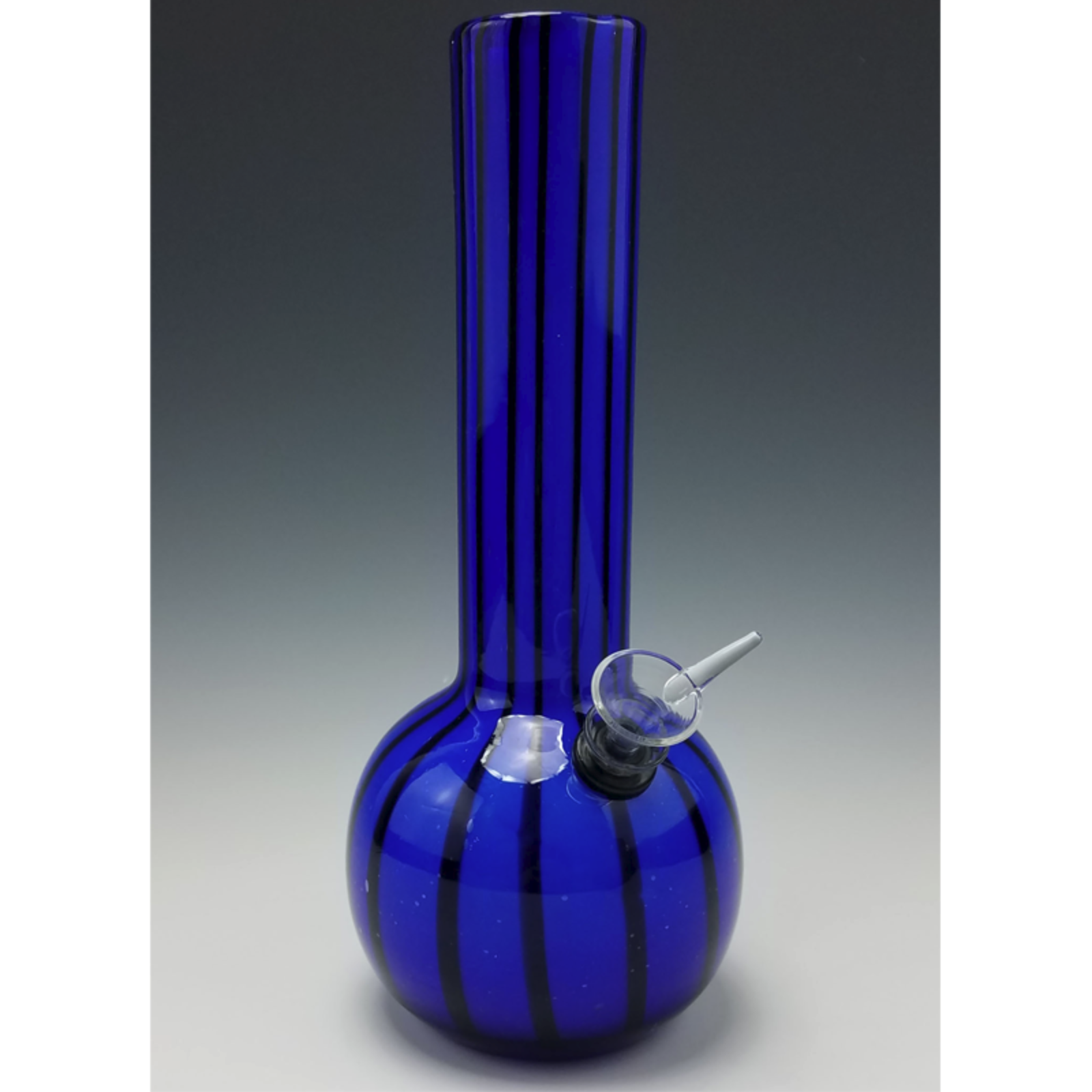 Mile High Glass Pipes: 10" Blue & Black Stripe Soft Glass Water Pipe ...