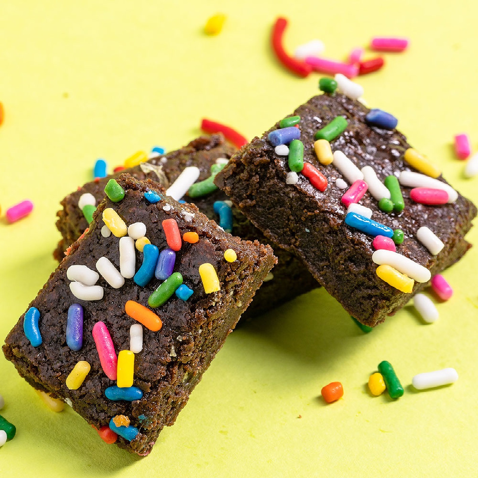 Jade & Jane: Rainbow Sprinkle Fudgy Brownies | Leafly