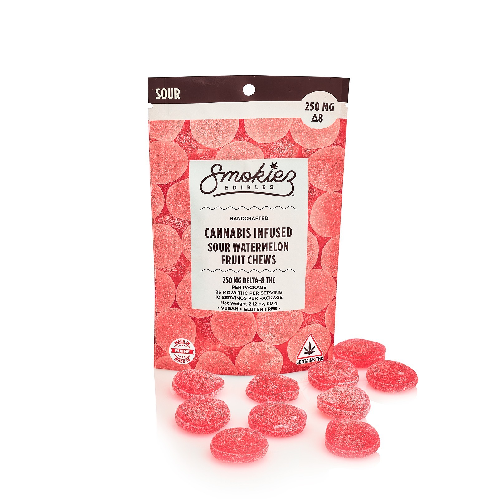 Smokiez Edibles: Sour Watermelon Fruit Chews - 250mg Delta-8 THC - ME ...