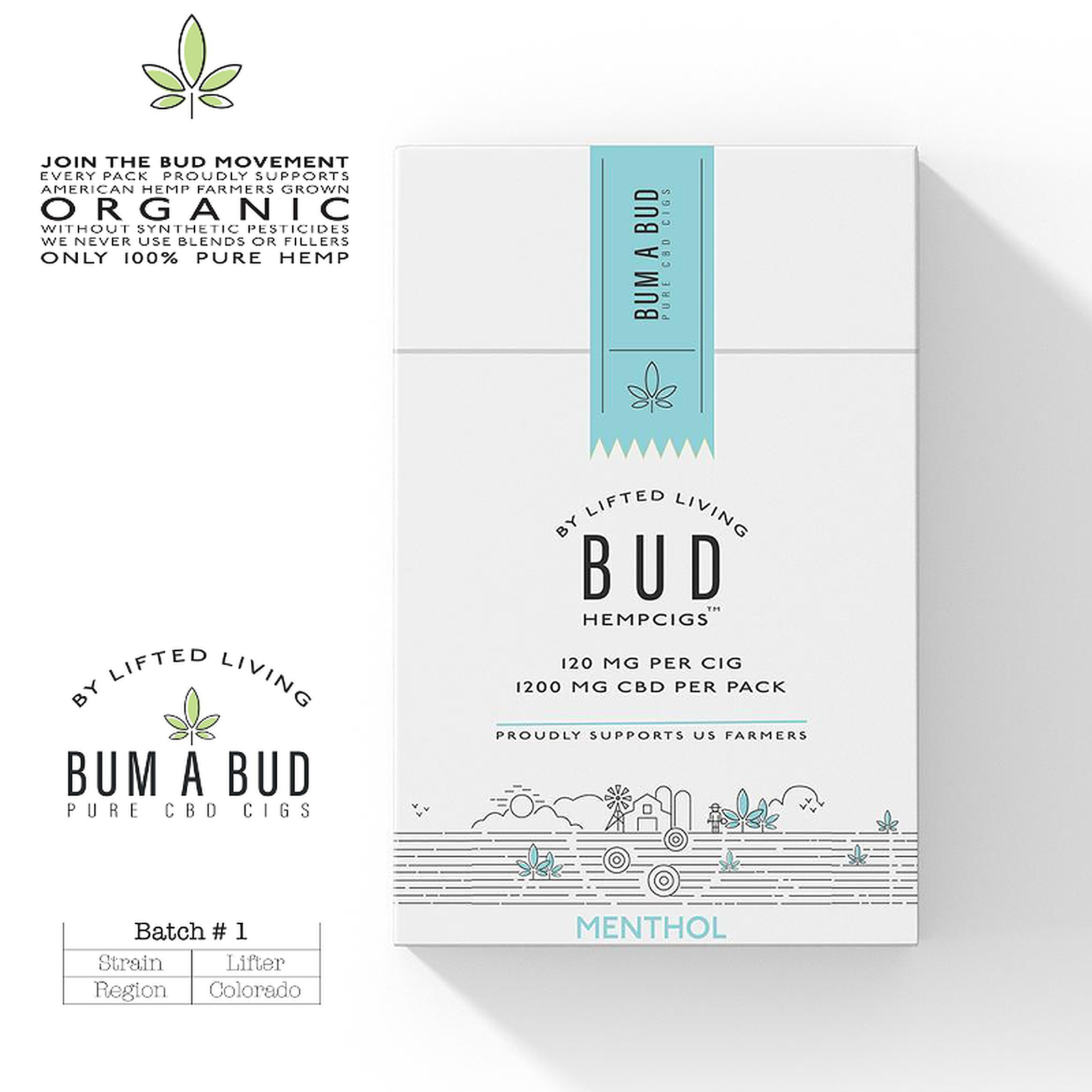 Hemp Living: Lifted Living BUD™ Menthol HempCigs - Pack of 10 | Leafly