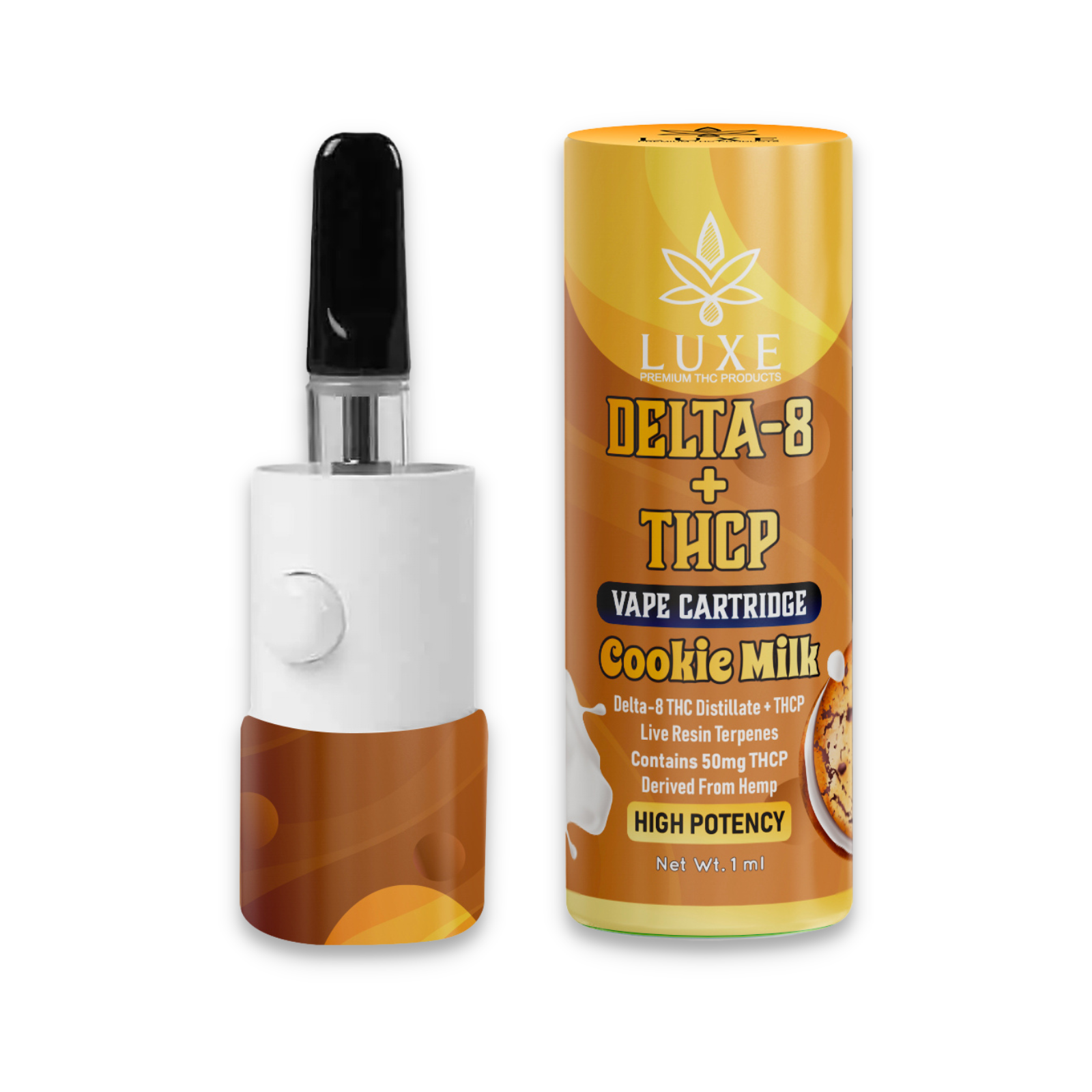 Luxe THC | 25% OFF with code LEAFLY: Cookie Milk D8 + THCP Vape Cart | 1ml | Leafly