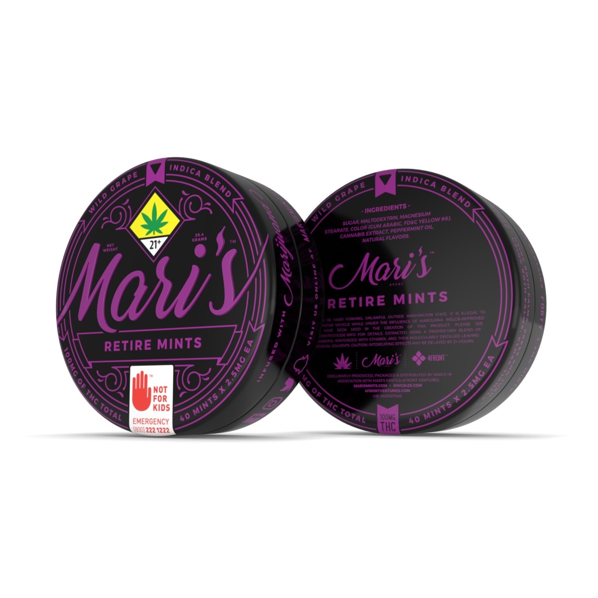 Mari's Mints: Indica Retire Mint Wild Grape 100mg 40-pack | Leafly