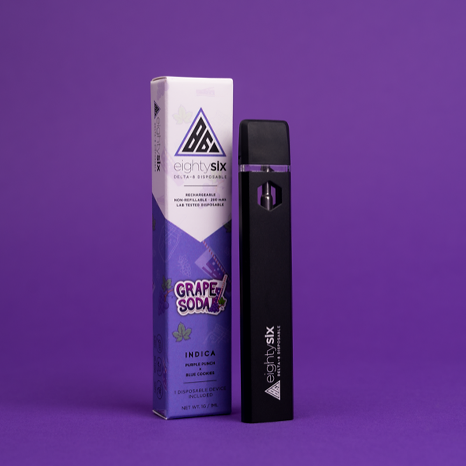 Eighty Six: Grape Soda Delta-8 THC 1G Disposable (Purple Punch) | Leafly