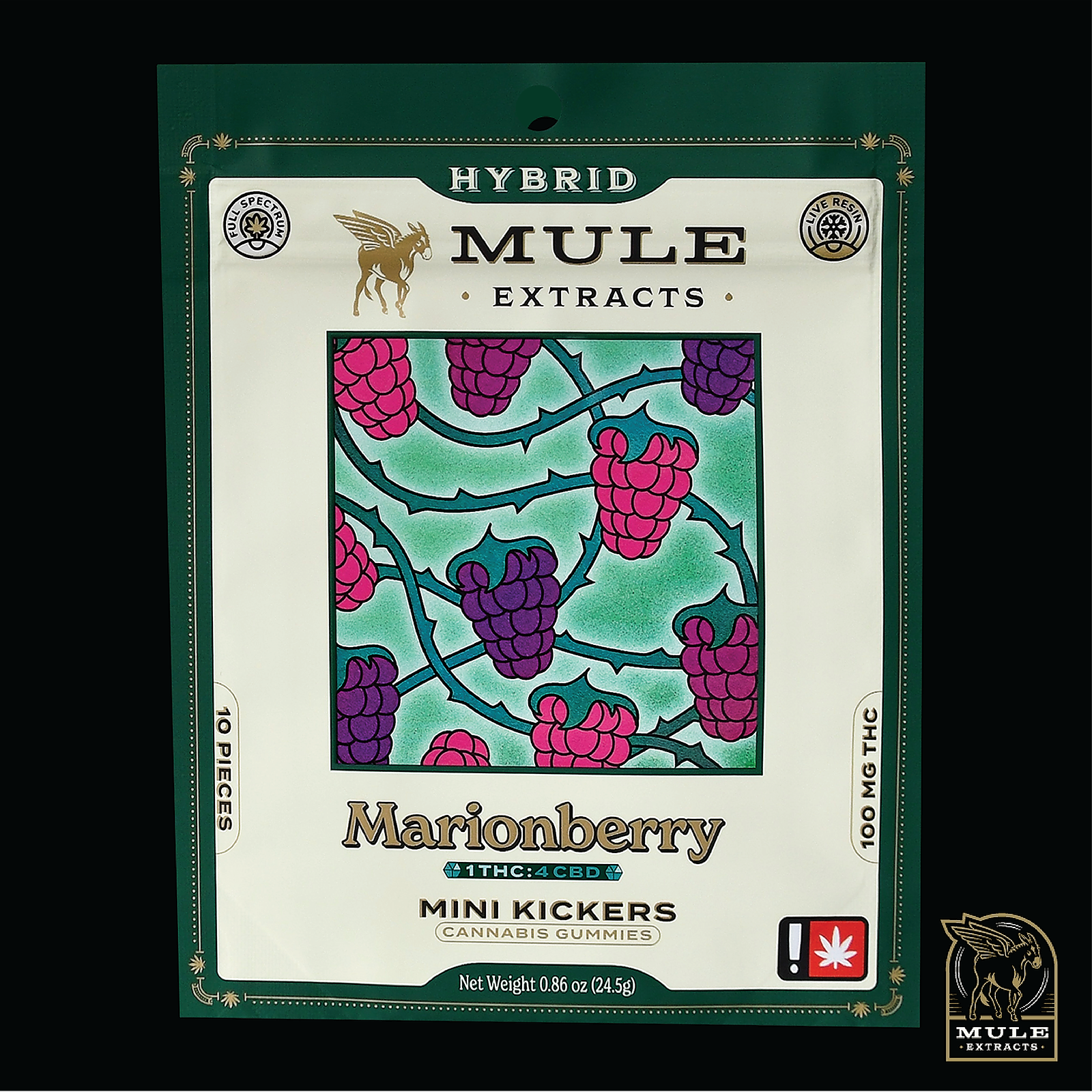 Mule Extracts: 100mg 10-Piece Marionberry 1:4 THC:CBD Mini Kickers ...