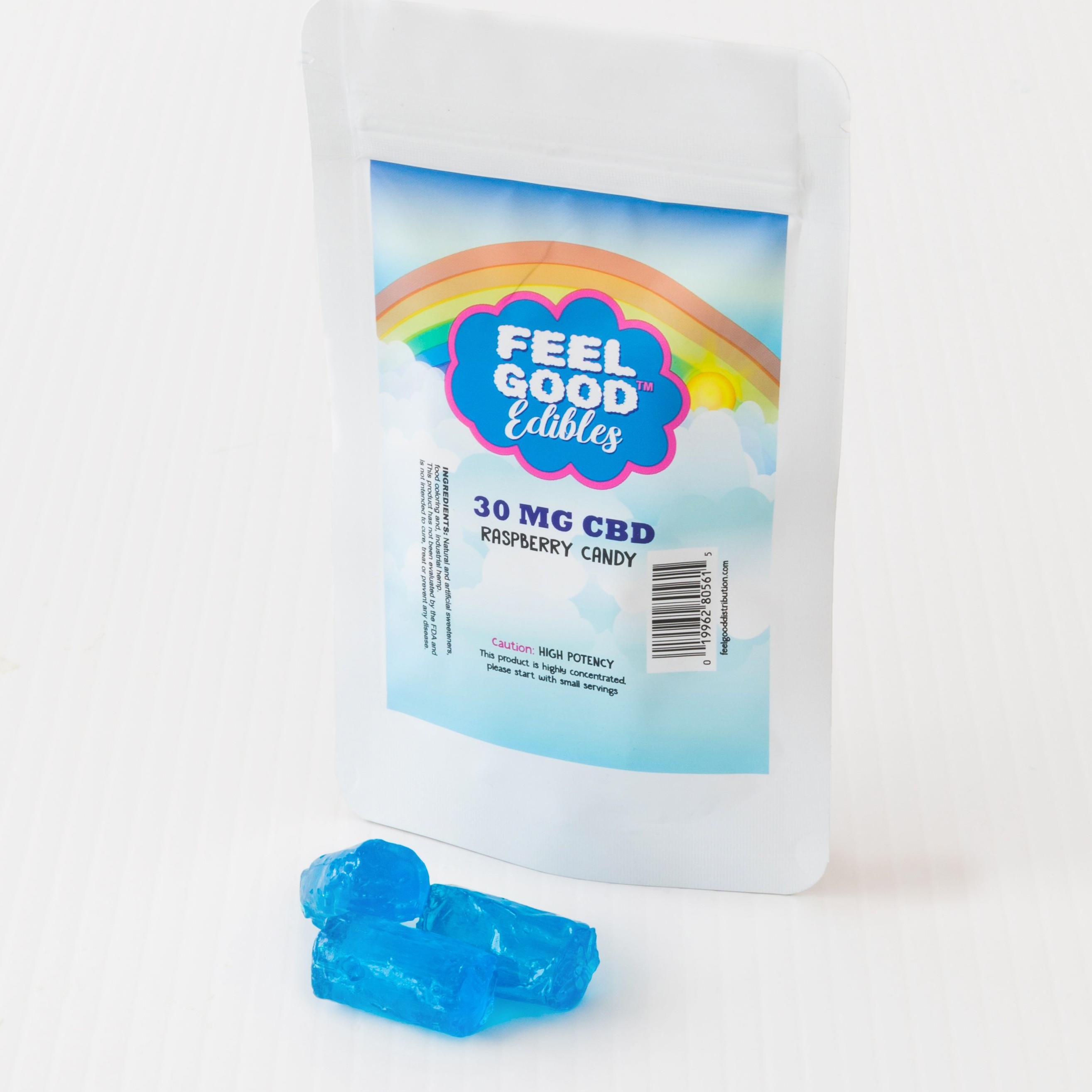 Feel Good Edibles: 30mg CBD Raspberry Candy | Leafly