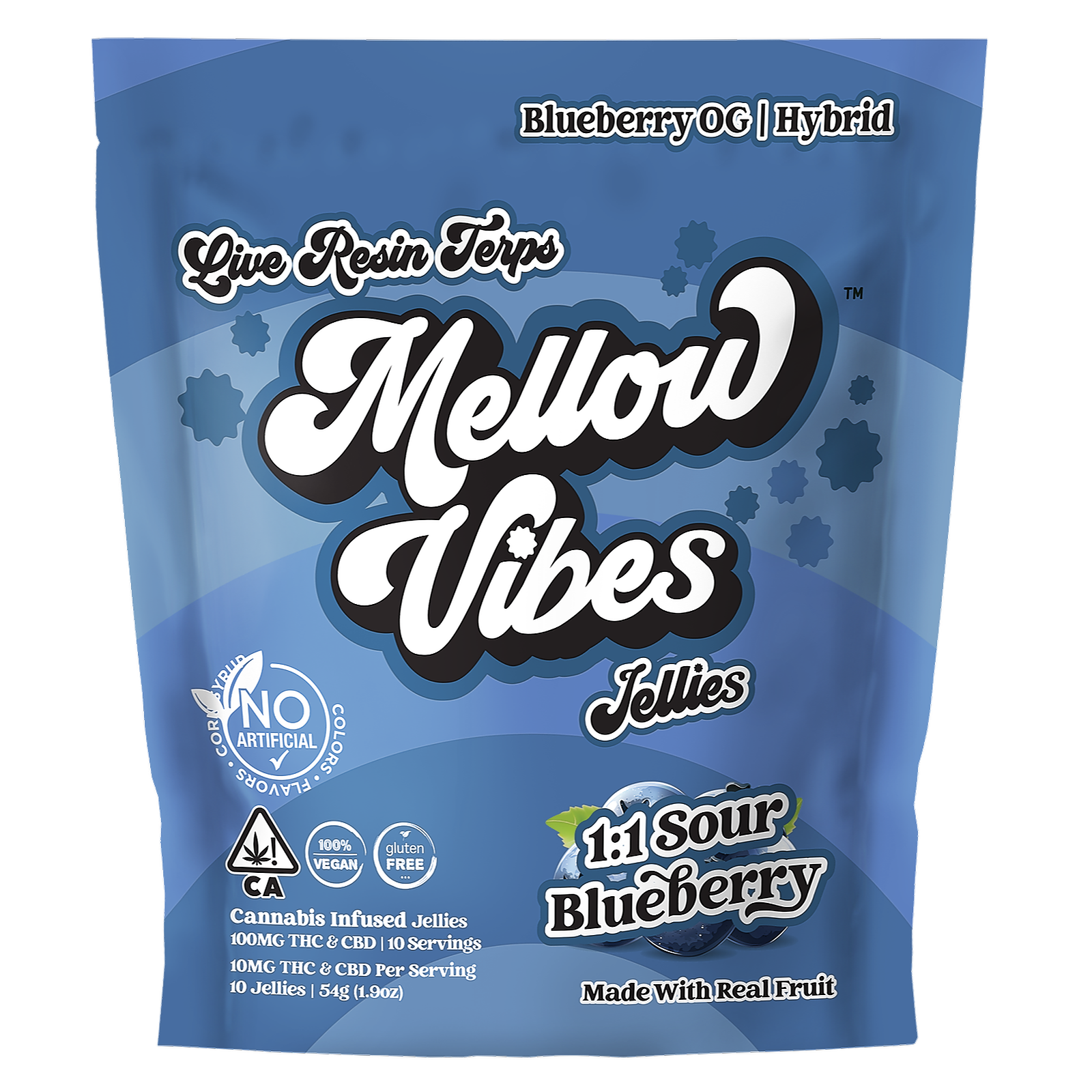Mellow Vibes: Mellow Vibes Jellies 1:1 Sour Blueberry 10 Pack 100mg ...