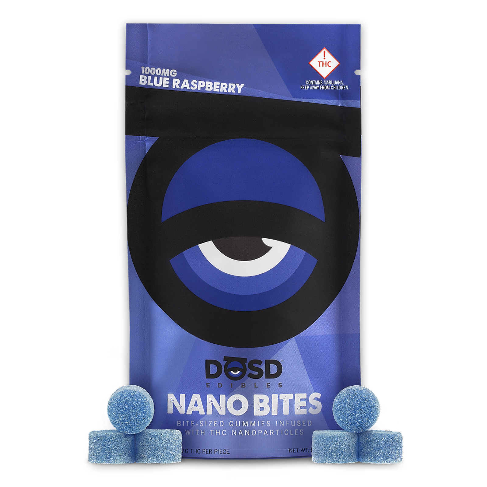 DŌSD Edibles: Nano Bites - Blue Raspberry 1000mg (Indica) | Leafly