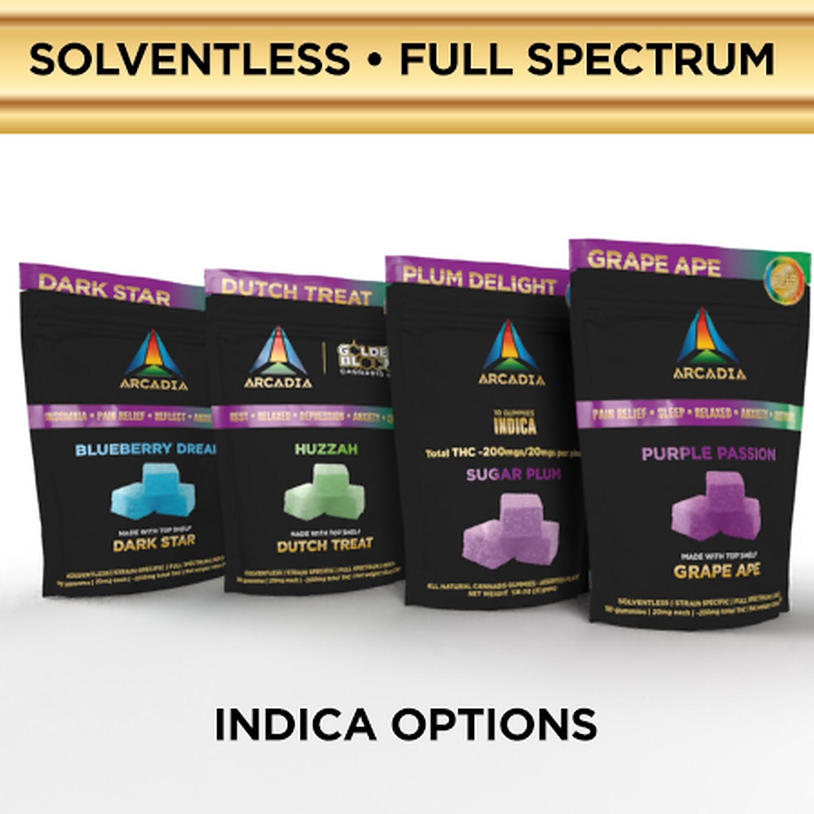 Arcadia Brands: Solventless Indica Gummies 200mg | Leafly