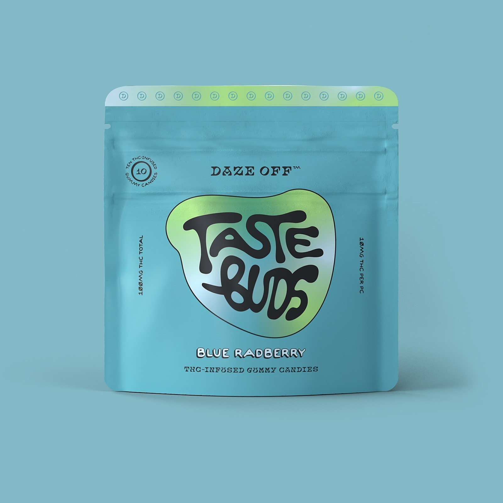 Daze Off: Blue Radberry Taste Buds THC-Infused Gummy Candies 10 x 10mg ...